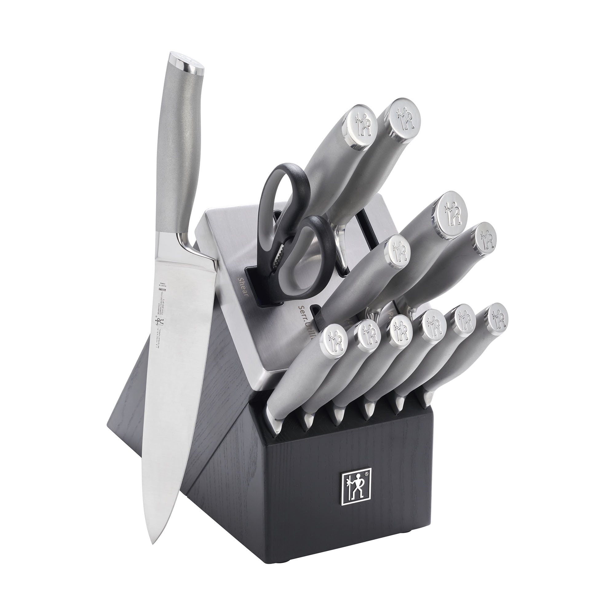 HENCKELS Modernist 14-Piece Self-Sharpening Knife Block Set, German Stainless Steel, Black ...