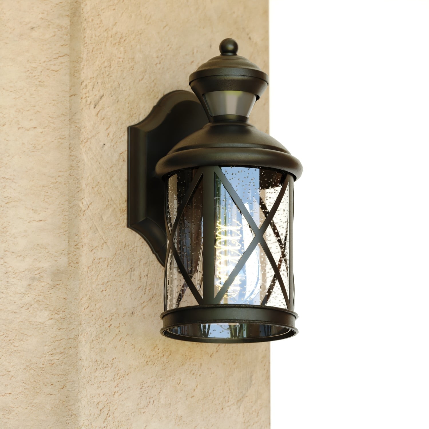 Henderson 1 Light Textured Black Motion Sensor Dusk to Dawn Outdoor ...