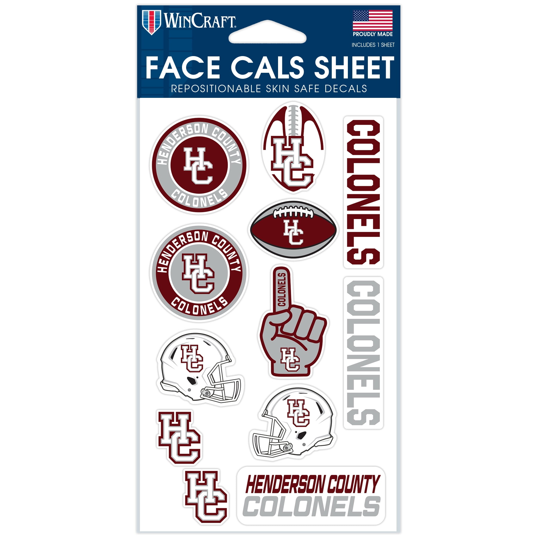 Henderson County High School 4" x 7" Face Cal Sheet - Walmart.com