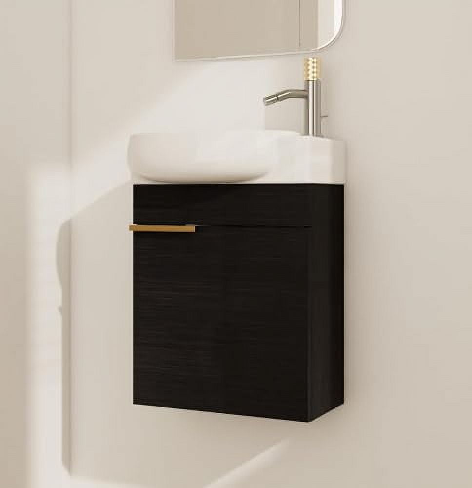 Henf 16" Bathroom Vanity with Ceramic Sink,Small Floating Vanity with ...