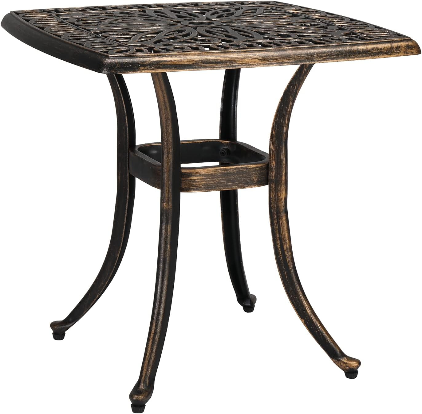Henf 21 inch Cast Aluminum Outdoor Side Table with 1.6" Umbrella Hole ...