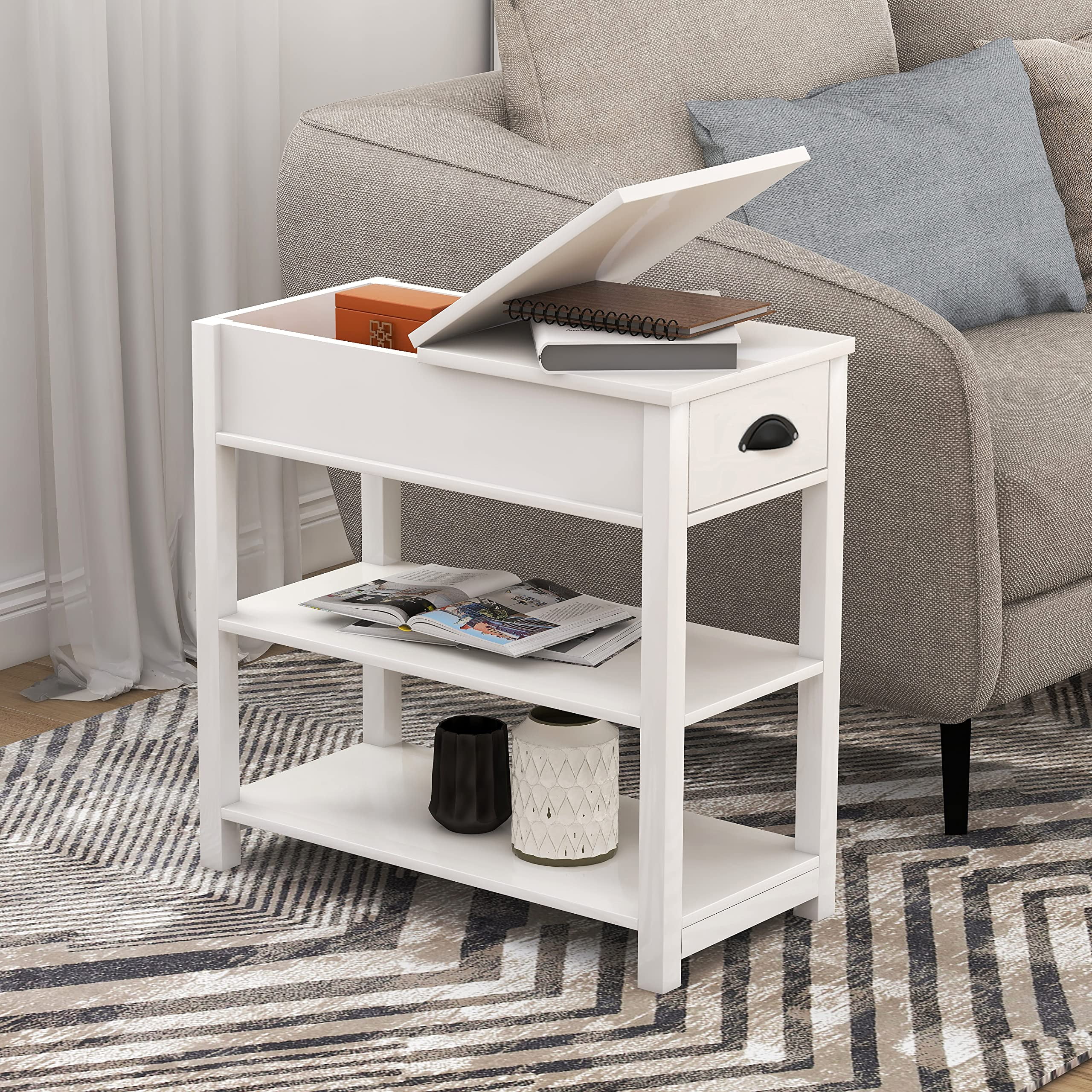 Henf Flip Top End Table, Narrow Sofa Side Table Slim Chairside Table ...