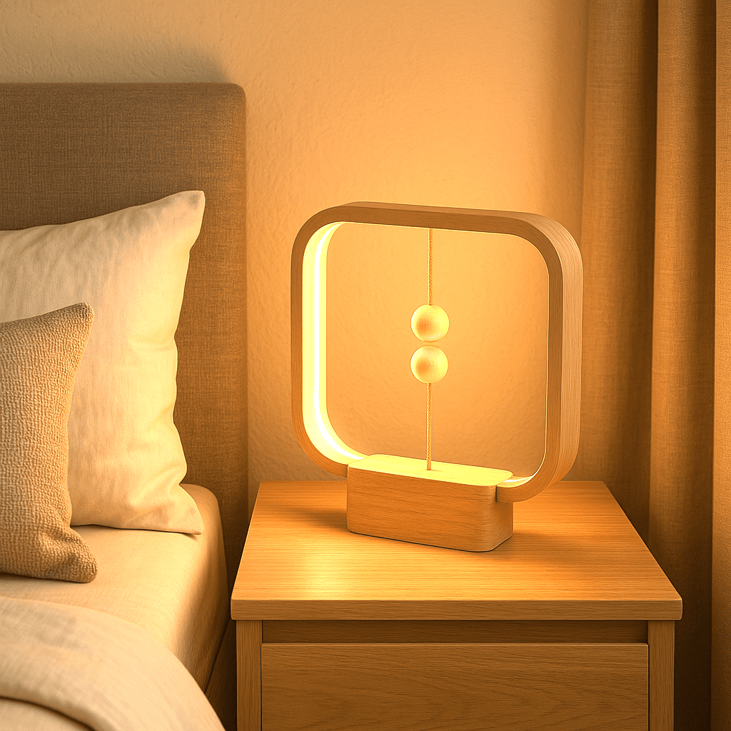 Heng Balance lamp Square Portable Wood, Switch in mid-air, USB-C LED ...