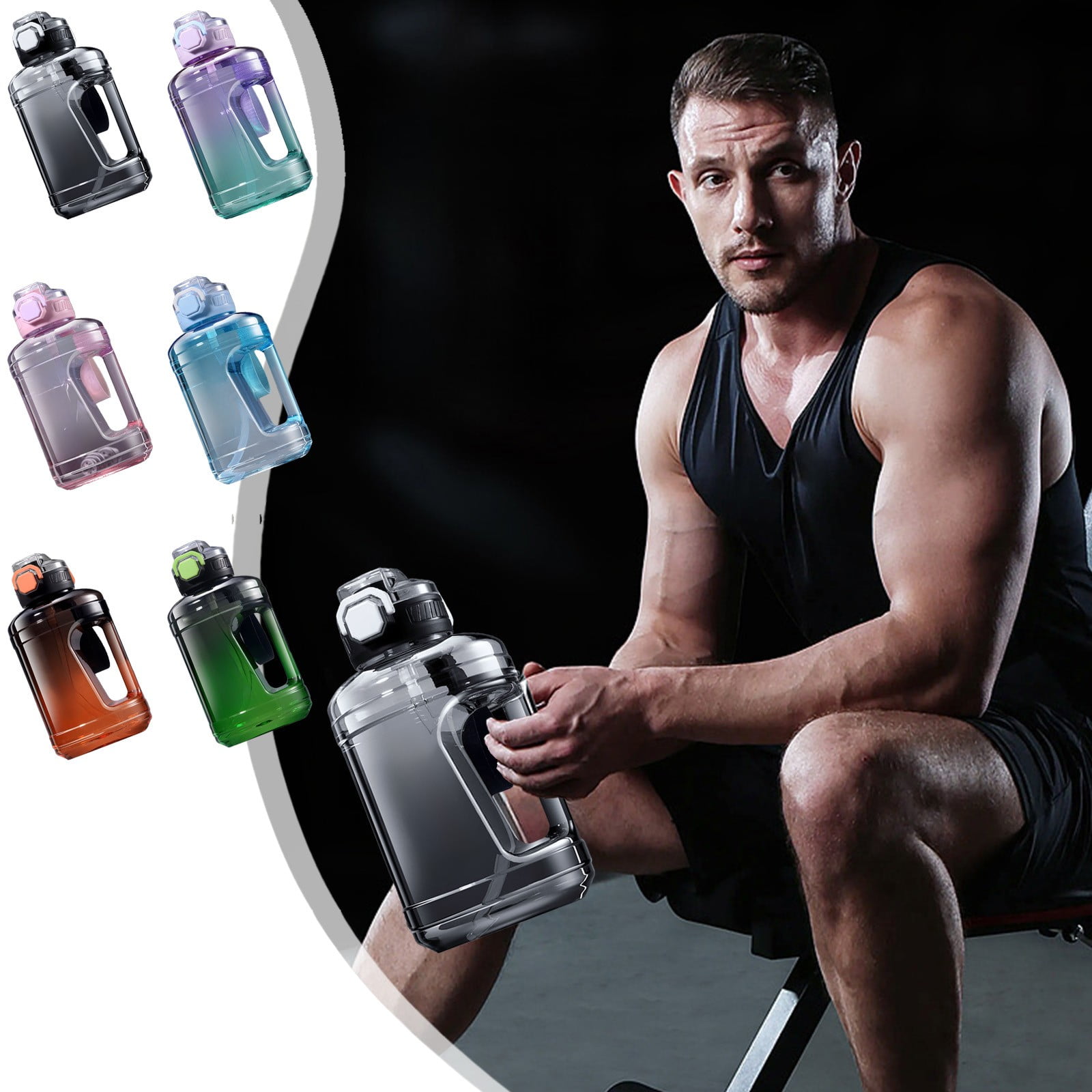 HengDidi 1600ml Tumbler with Straw & Leak-Proof Lid, Large Capacity Lightweight Sports Water ...