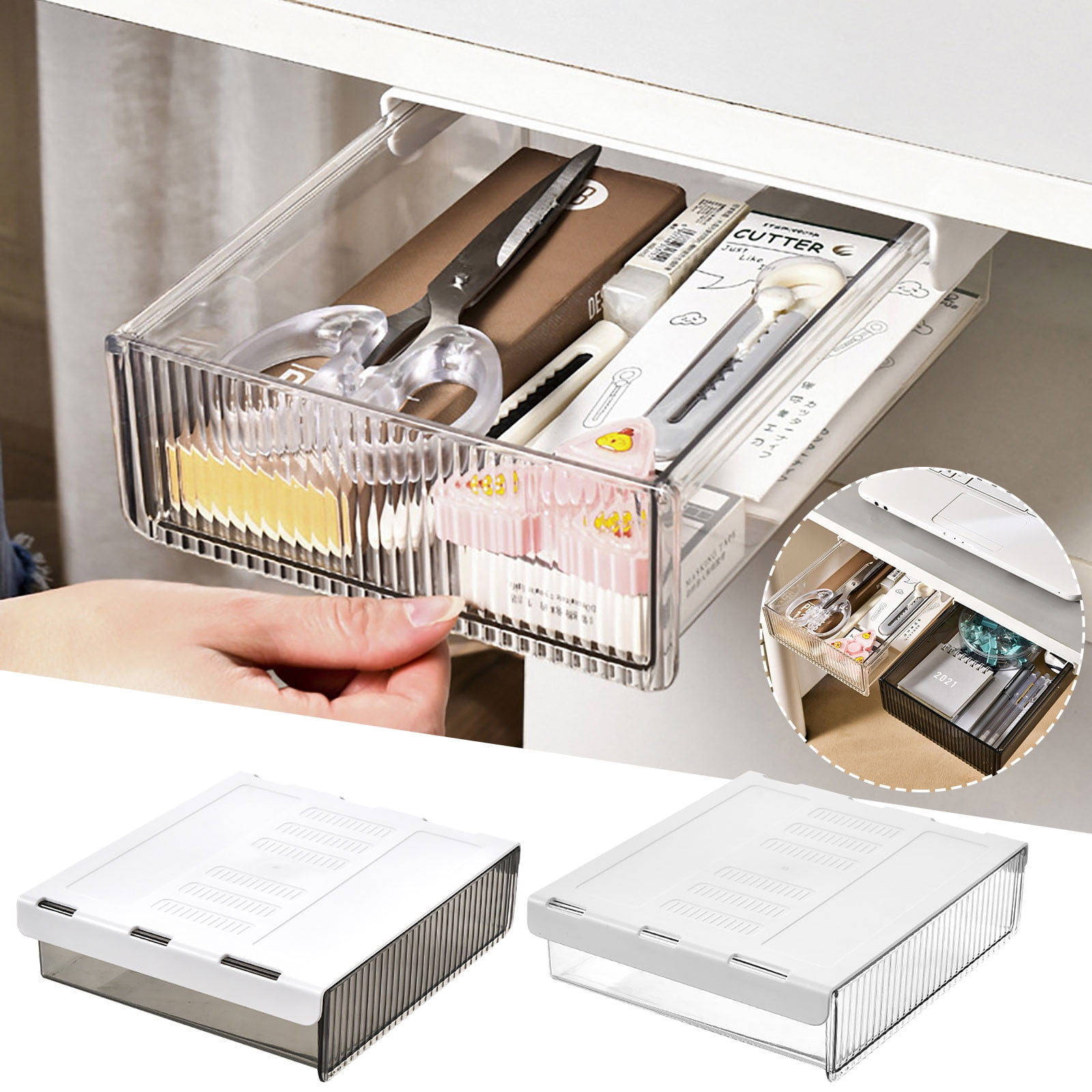 HengDidi 1PC 9.44xx6.69x2.24in Under Desk Drawer Storage Box Office ...