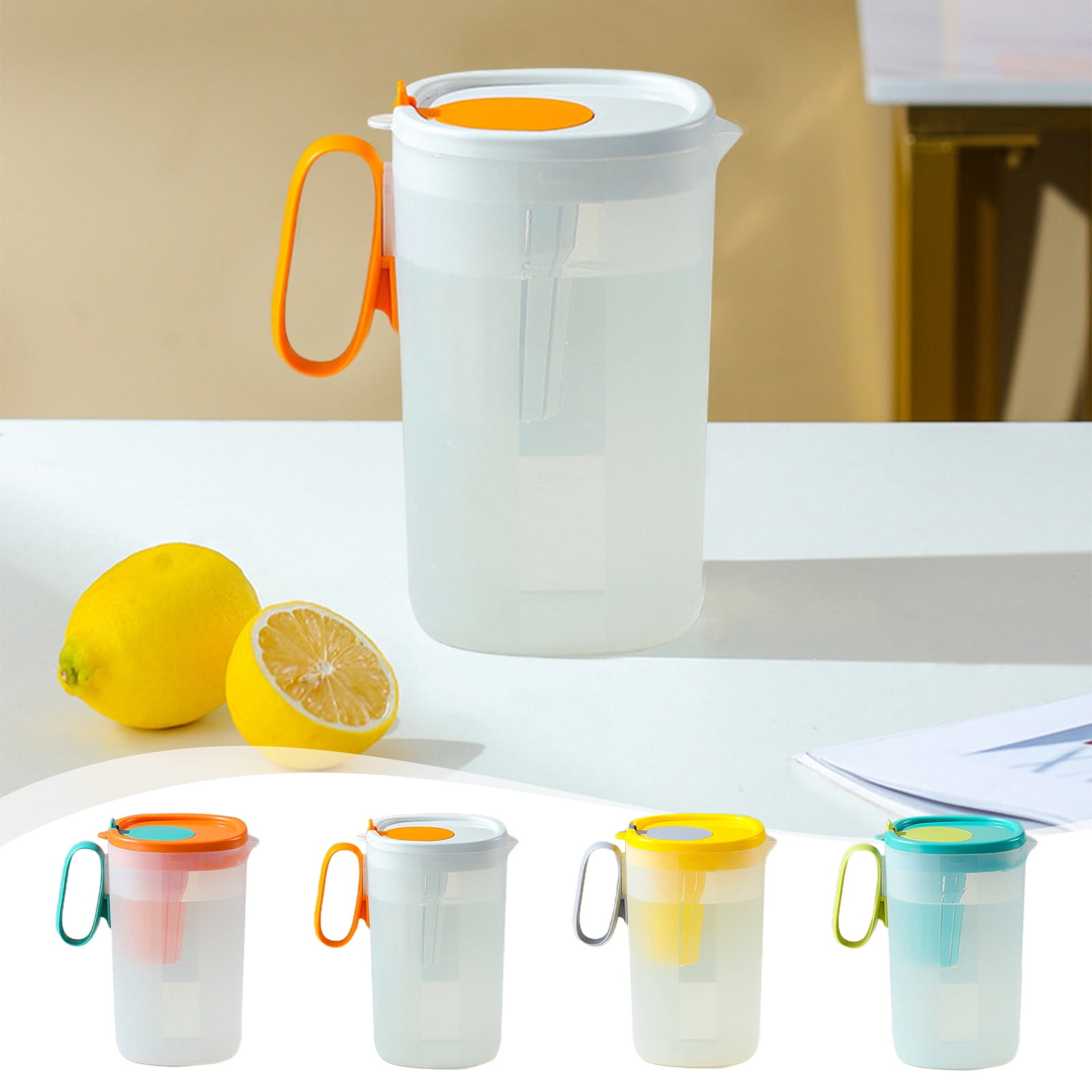 HengDidi 2L Refrigerator-Safe Food-Grade Plastic Pitcher - Slim Design Cold Brew Kettle with ...