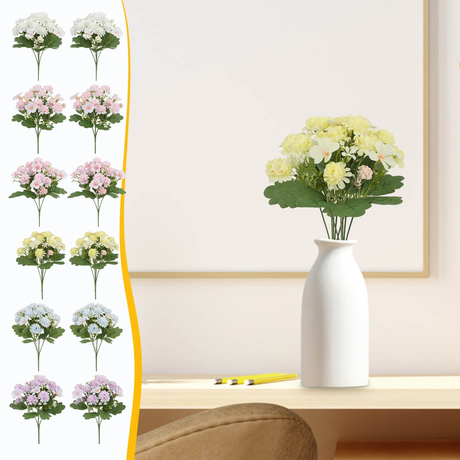 HengDidi 2PCS Artificial Hydrangea Ball Flowers with Greenery, Lifelike ...