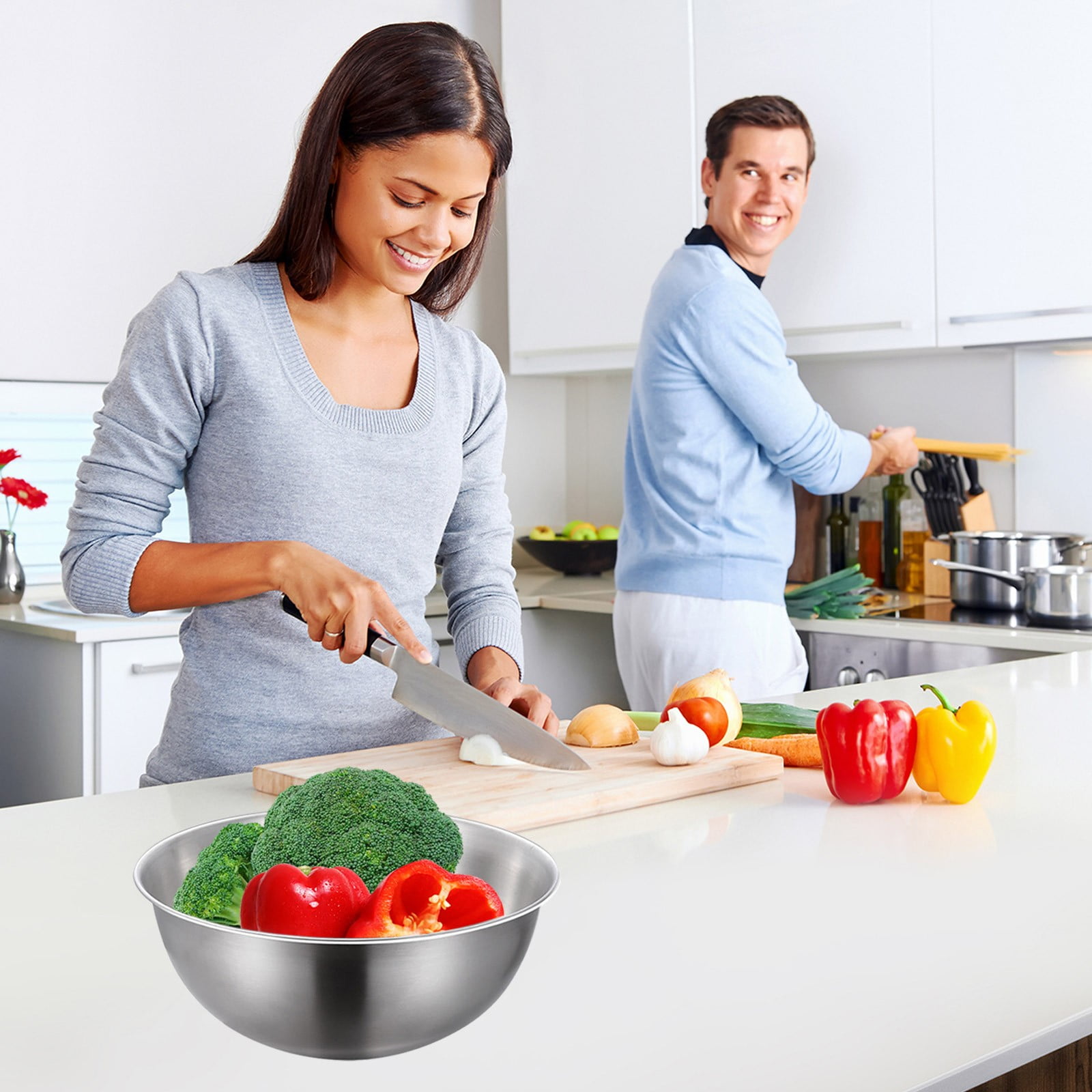 HengDidi 3-Piece Stainless Steel Mixing Bowl Set, Heavy-Duty Food-Grade ...