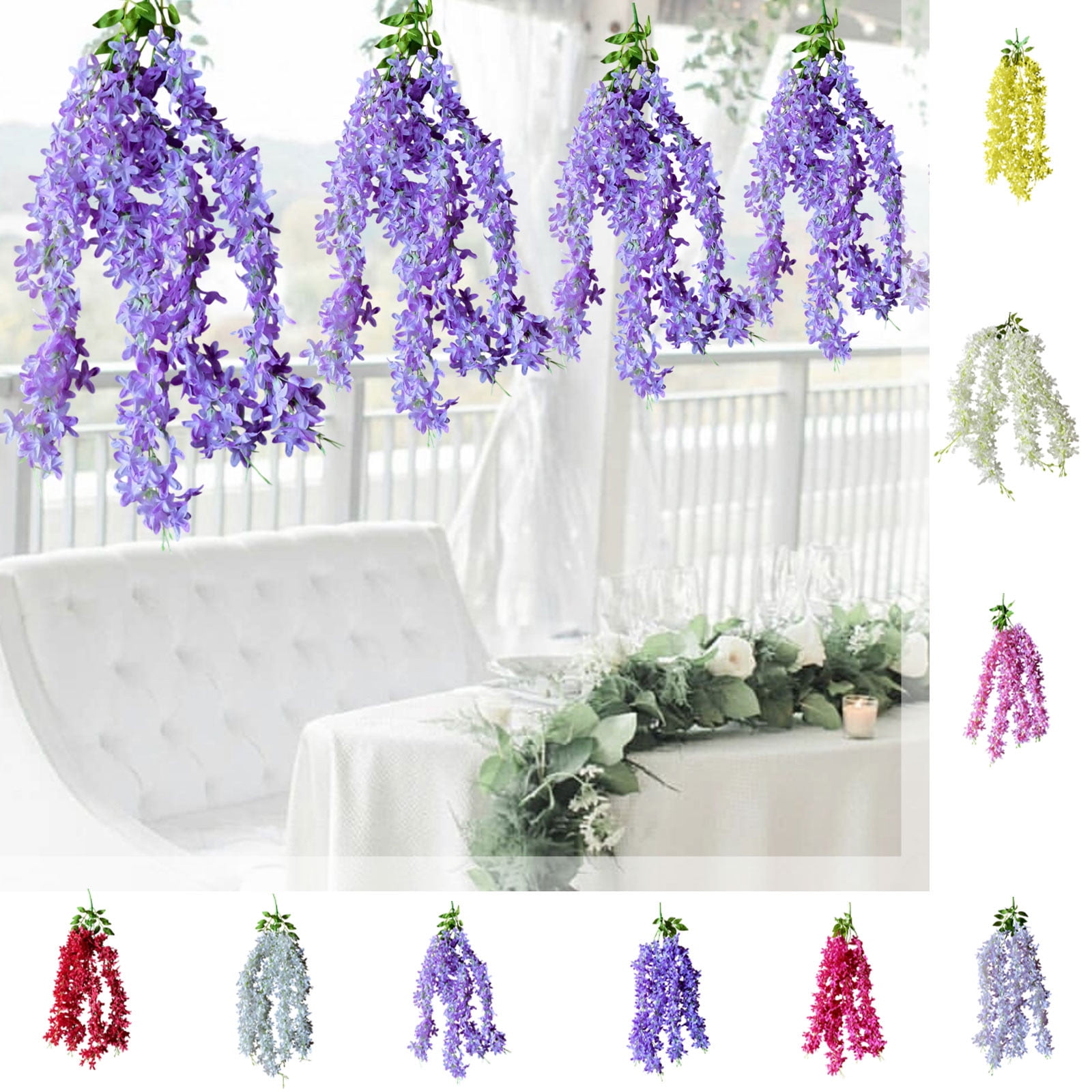 HengDidi 31.5 Inch Artificial Lilac Flower Hanging Vines - Realistic Faux Ceiling Decor for ...