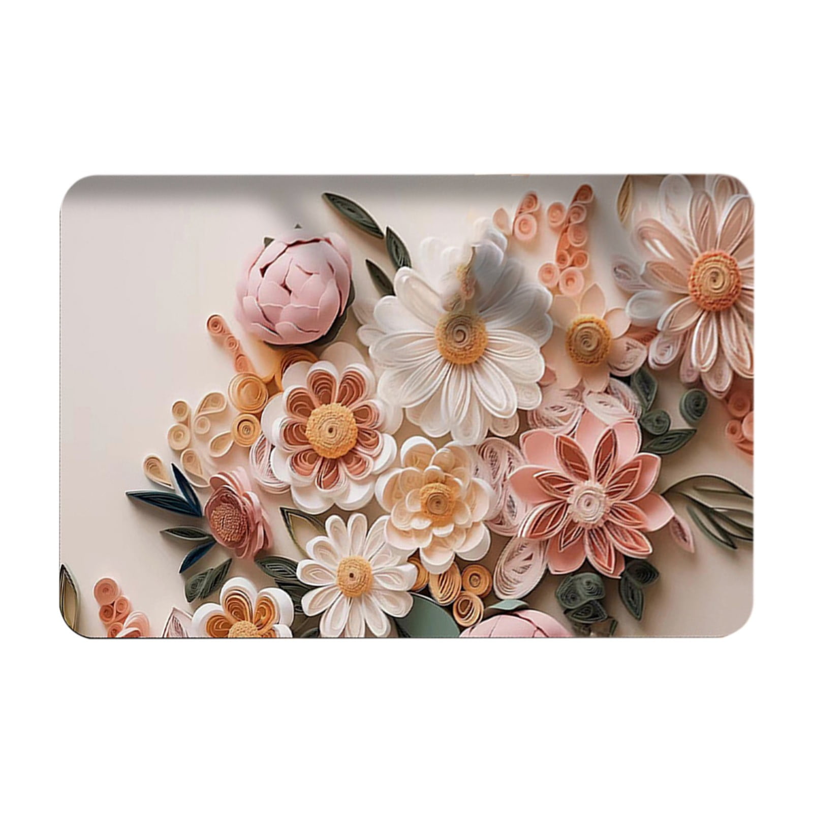 HengDidi 3D Vision Floral Diatomite Bath Mat with TPR Backing, Quick ...