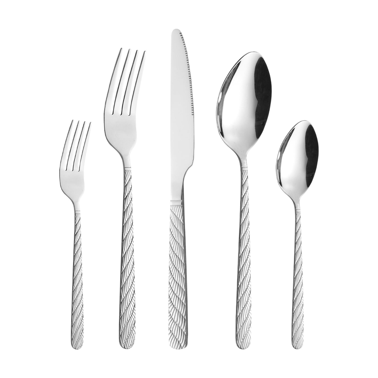 HengDidi 5 Piece Stainless Steel Cutlery Set Twisted Rope Handle Knife ...