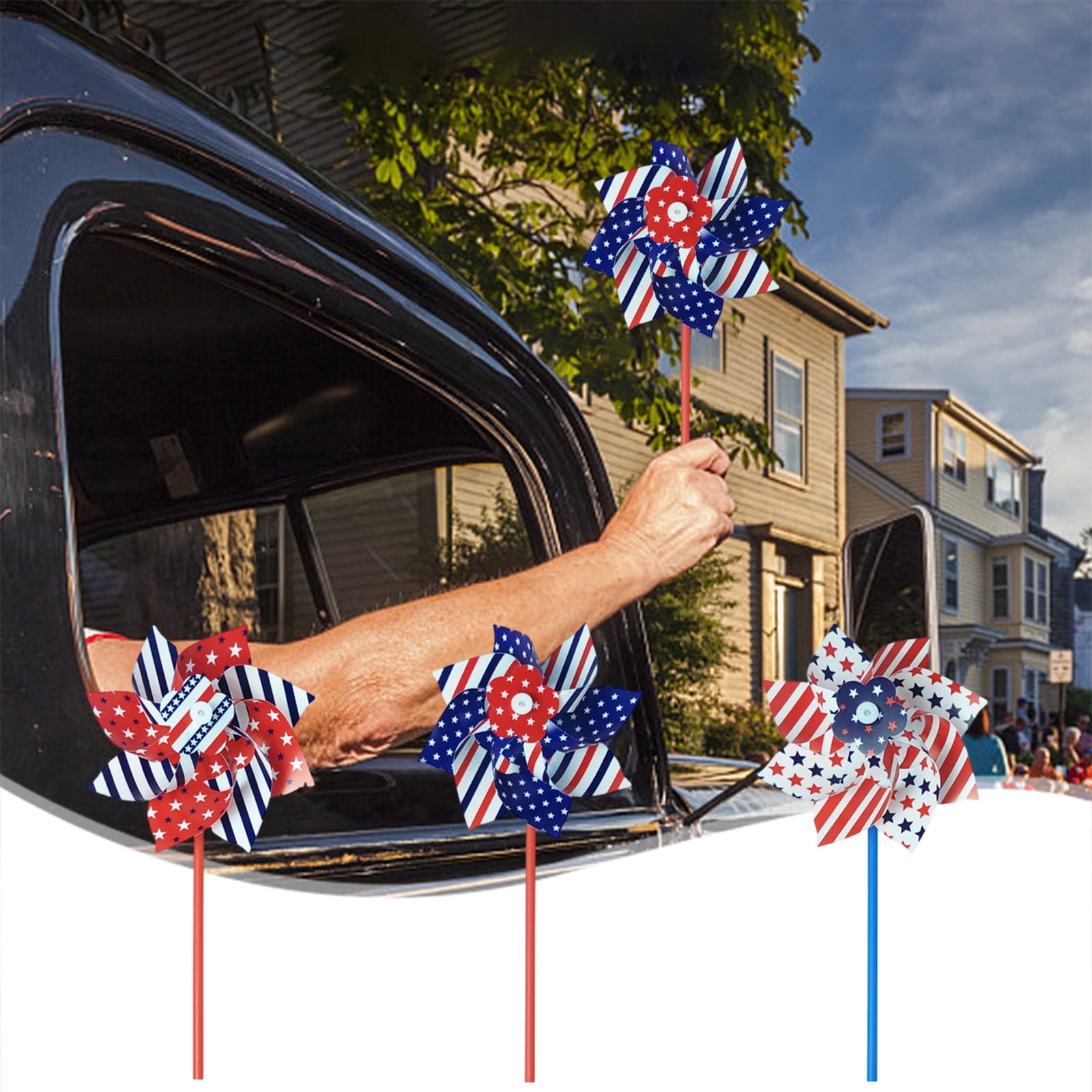 HengDidi 8-Blade Patriotic Wind Spinner with Flag Pattern, 35cm Outdoor ...