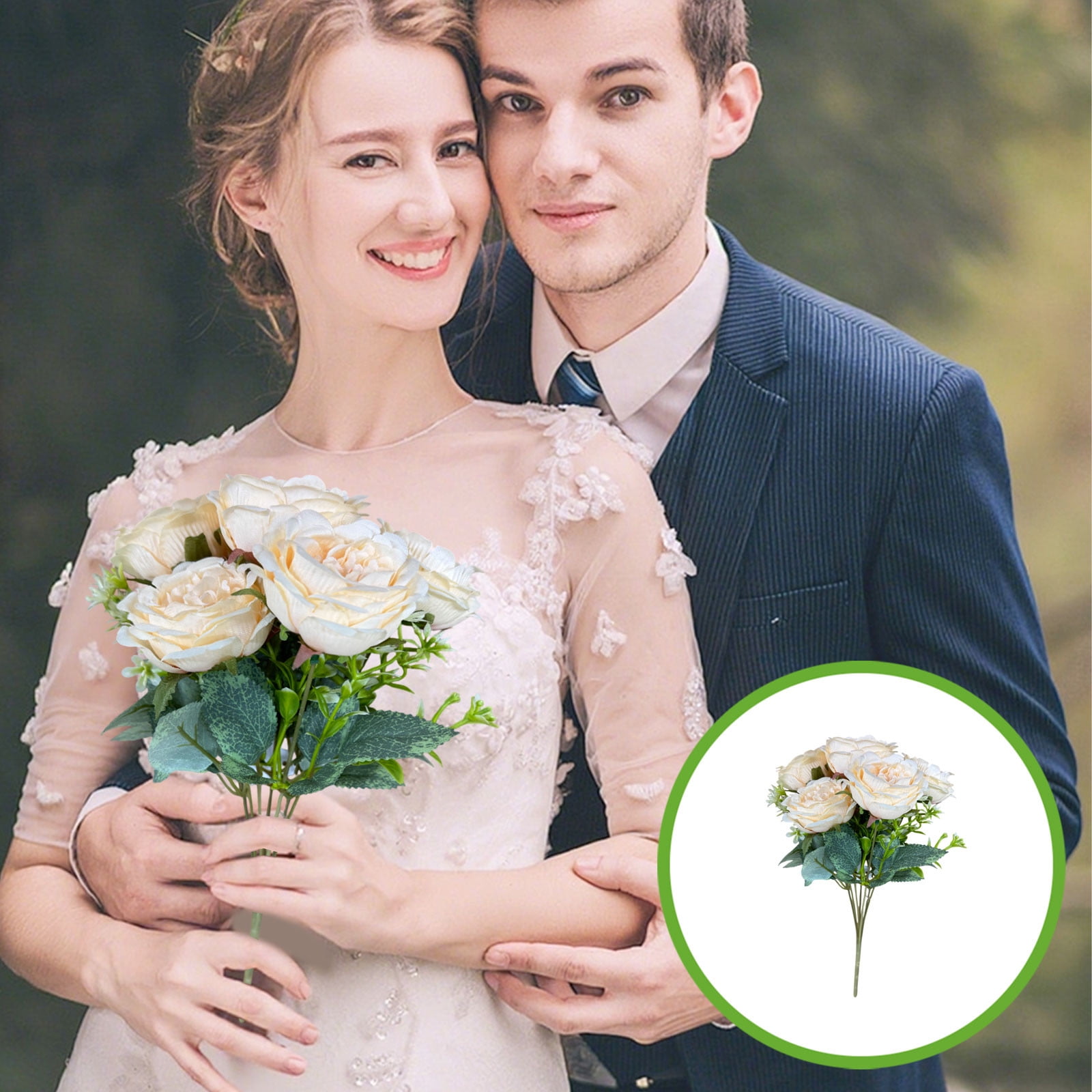 HengDidi Artificial Small Austin Bouquet - Realistic Fake Flower Decor ...