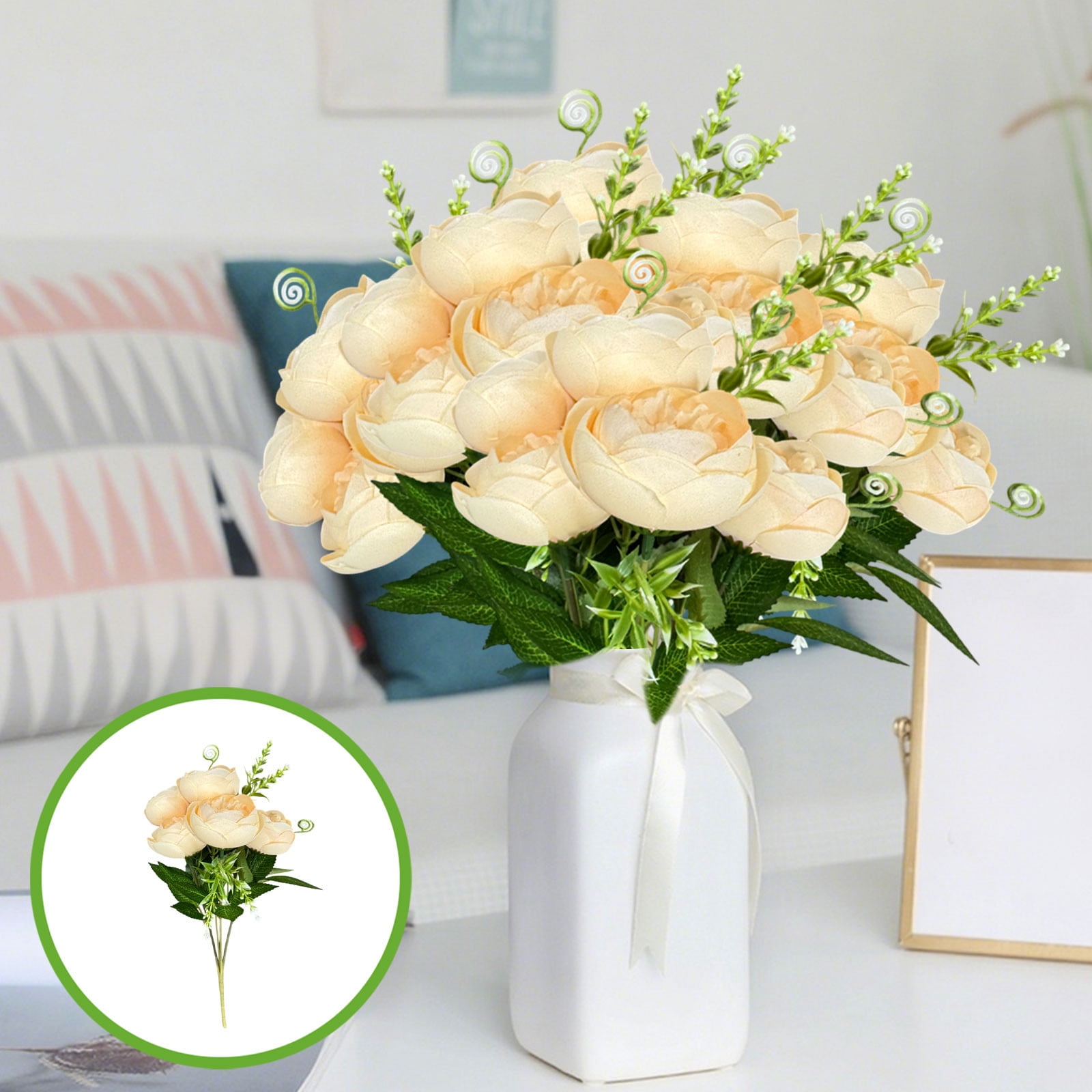 HengDidi Artificial Small Tea Rose Bouquet - Lifelike Fake Flowers for ...