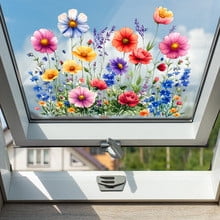 HengDidi Colorful Floral Balcony Window Glass Stickers for Home ...