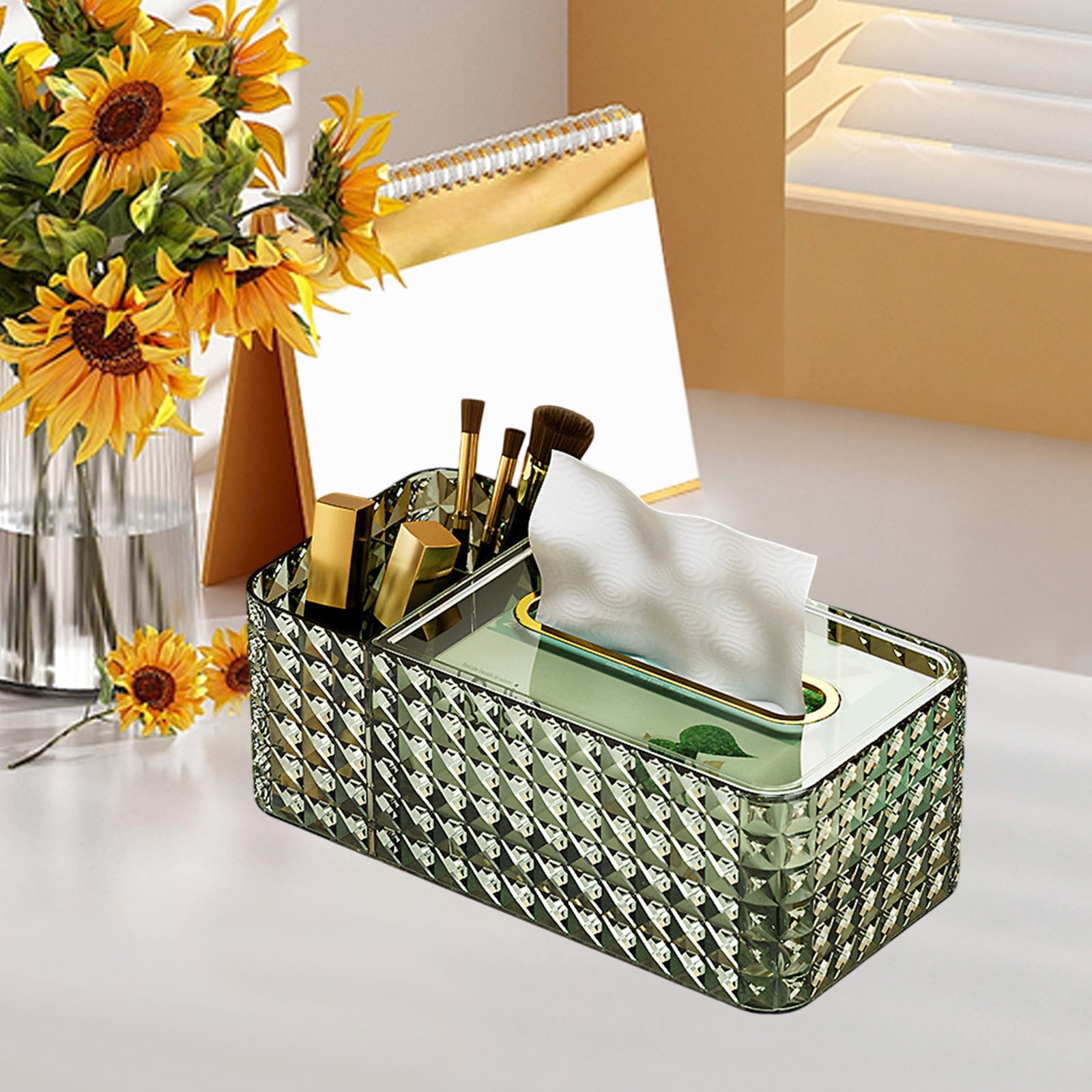 HengDidi Diamond Pattern Acrylic Tissue Box Organizer 24x12x9cm Multi ...