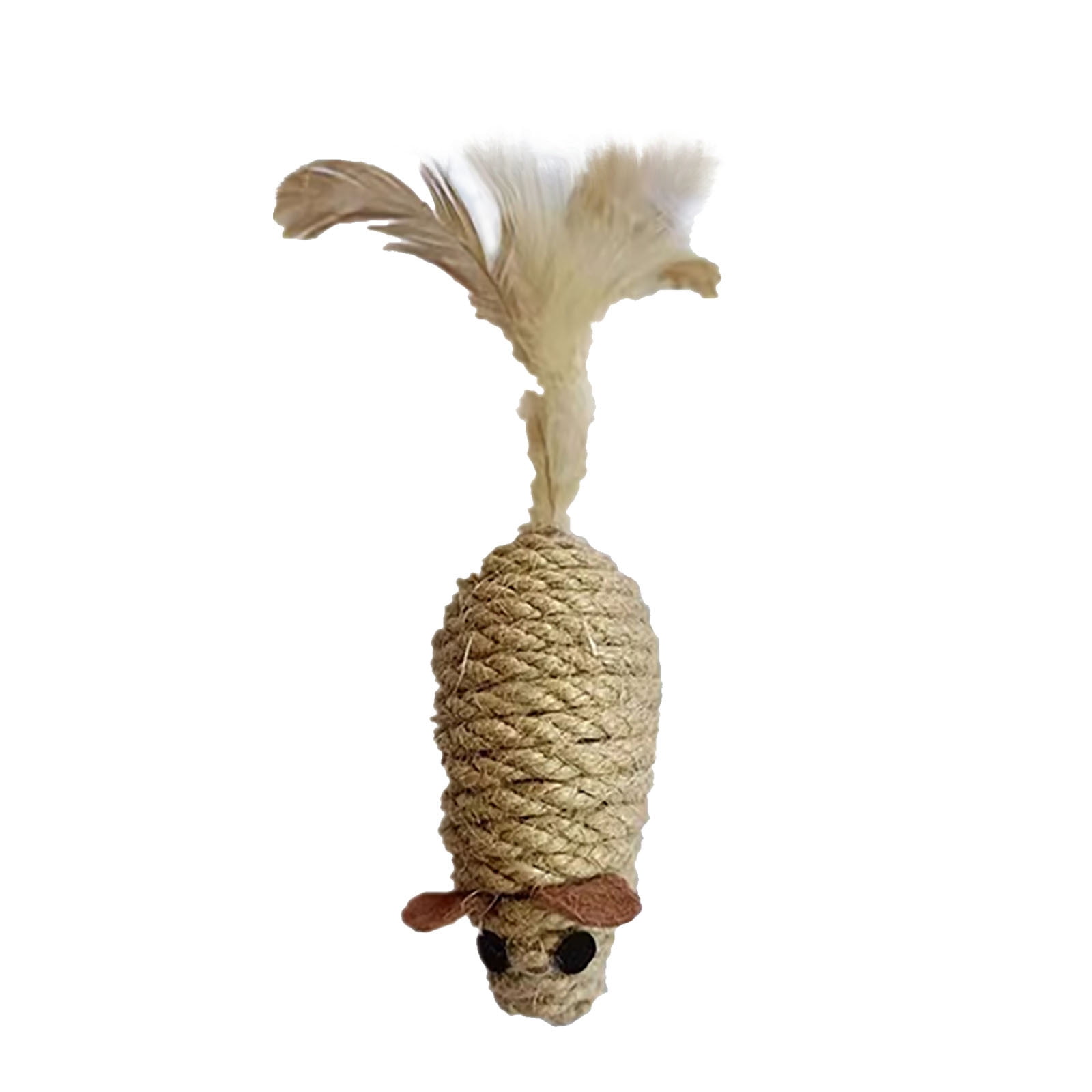 HengDidi Durable Jute Rope Chicken Feather Mouse Cat Toy for Self-Play ...