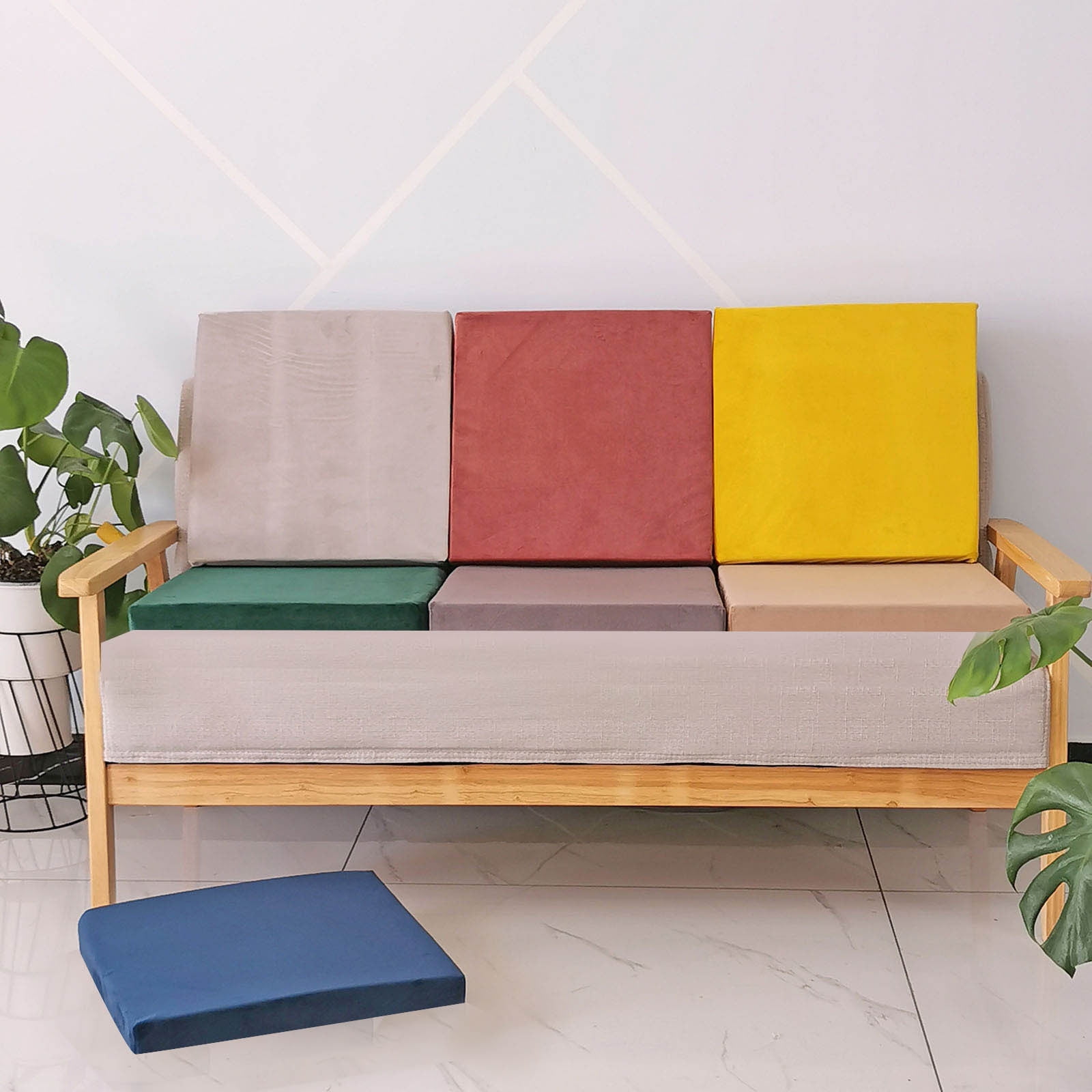 HengDidi Dutch Velvet Solid Wood Sofa Cushion with Hard Sponge Seat ...