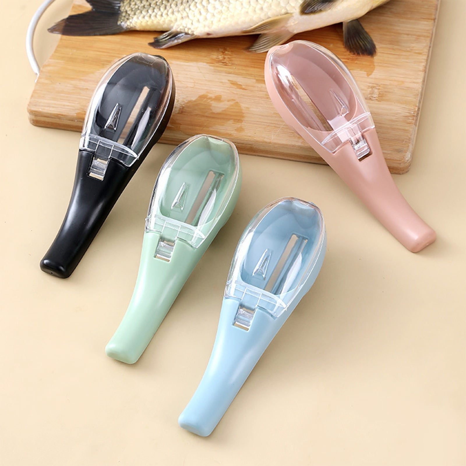 HengDidi Ergonomic Fish Scale Scraper with Lid - Non-Messy Kitchen Tool ...