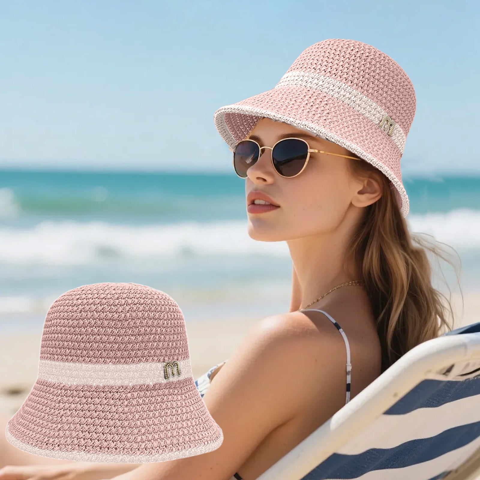 HengDidi Fashionable Wide-Brim Bucket Hat Rollable Design Breathable ...