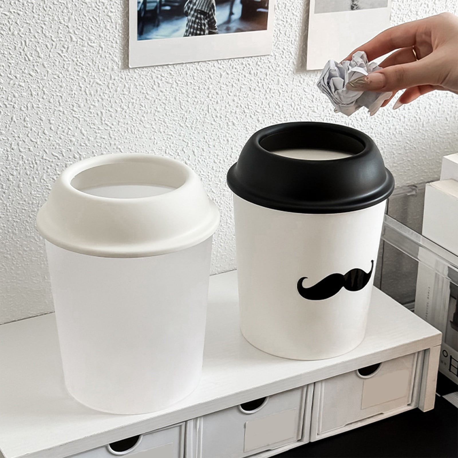 HengDidi Flip-Top Desktop Waste Bin with Dual Compartment, Thick ...