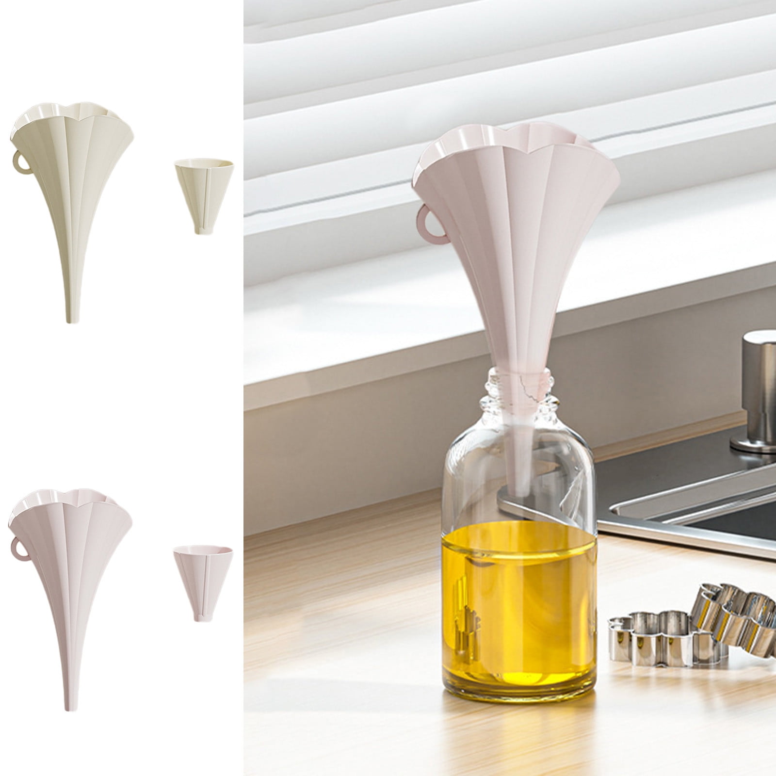 HengDidi Foldable Plastic Kitchen Funnel, Fan-Shaped Design for Easy ...