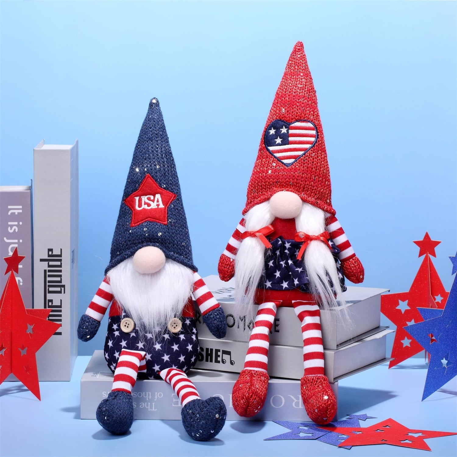 HengDidi Independence Day Doll Decor - Patriotic Striped Star Faceless ...