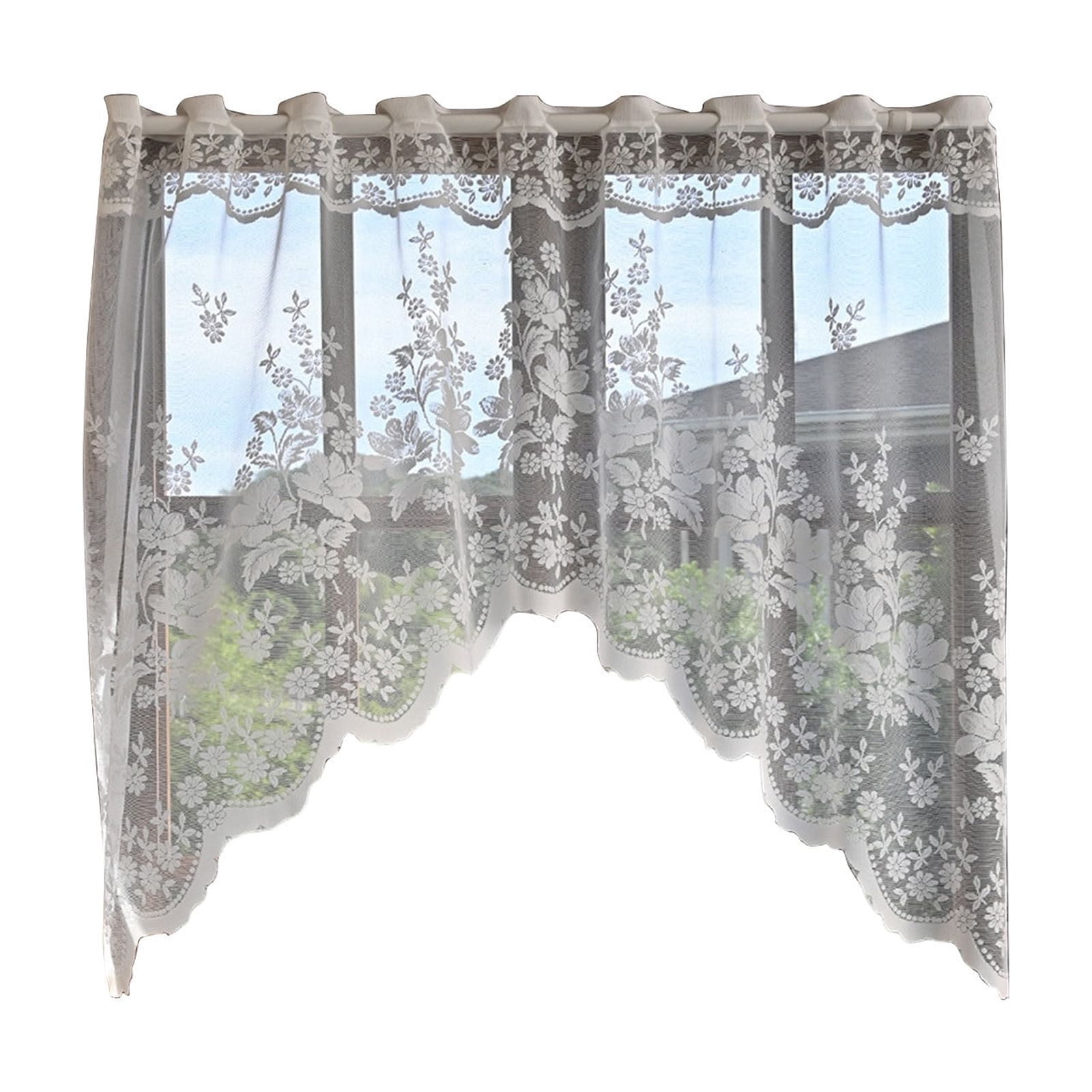 HengDidi Lace Half Shade Curtain Rod Cover For Window Partition Decor ...