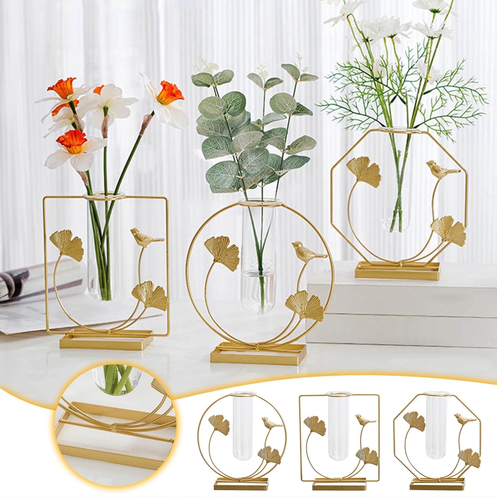 HengDidi Modern Glass Hydroponic Flower Vase Set with Detachable Stem ...