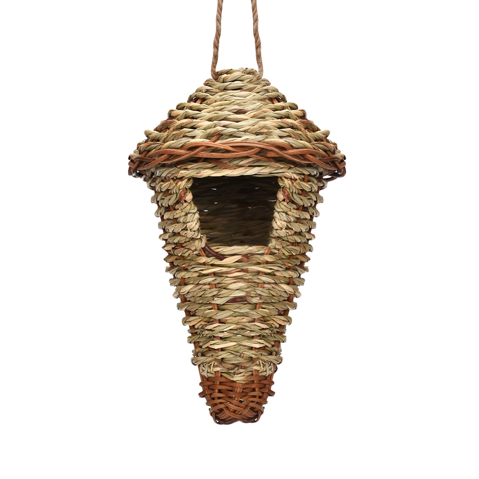 HengDidi Natural Grass-Woven Outdoor Bird Shelter with Round Bottom for ...