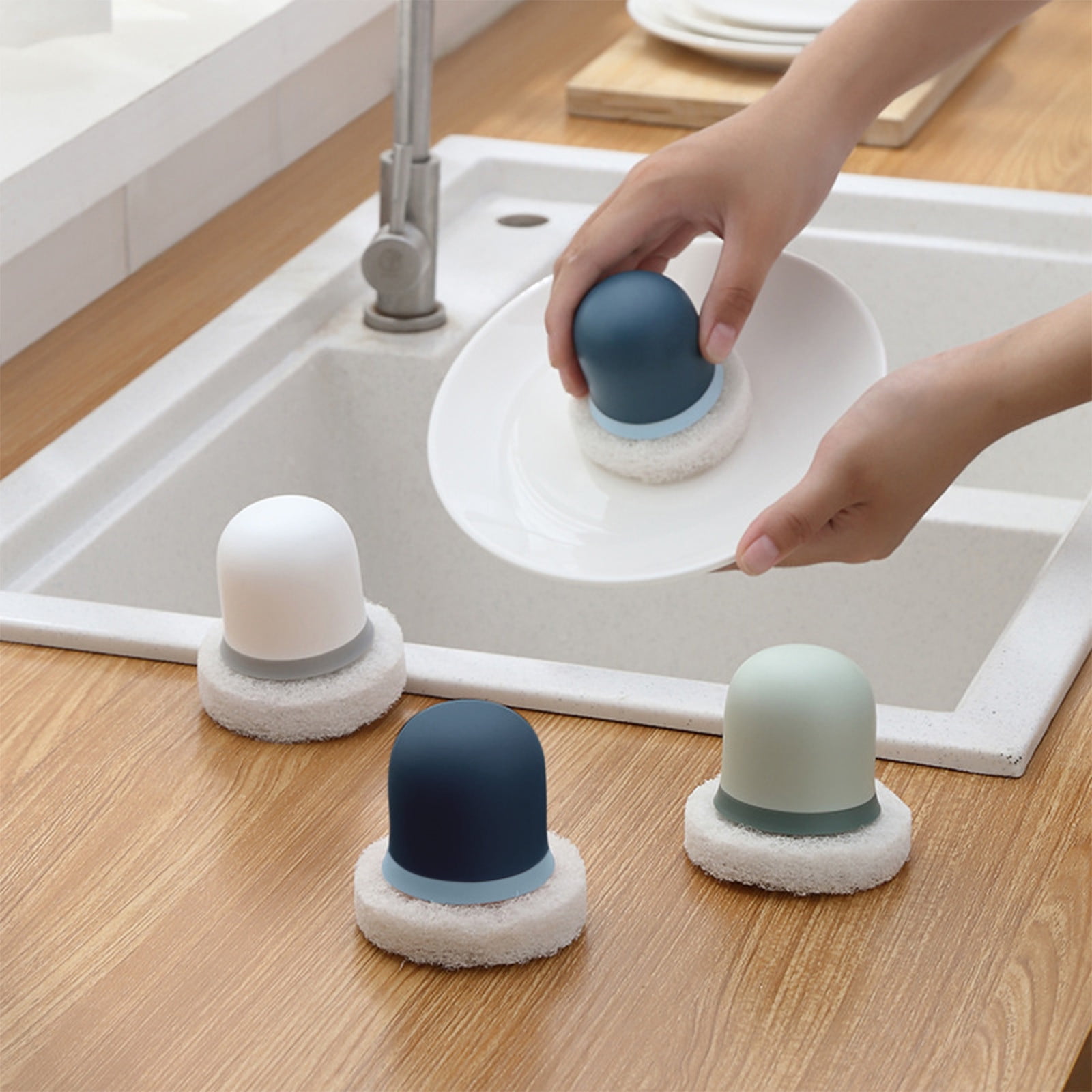 HengDidi Non-Slip Sponge Scrub Brush with Ergonomic Handle, Multi ...