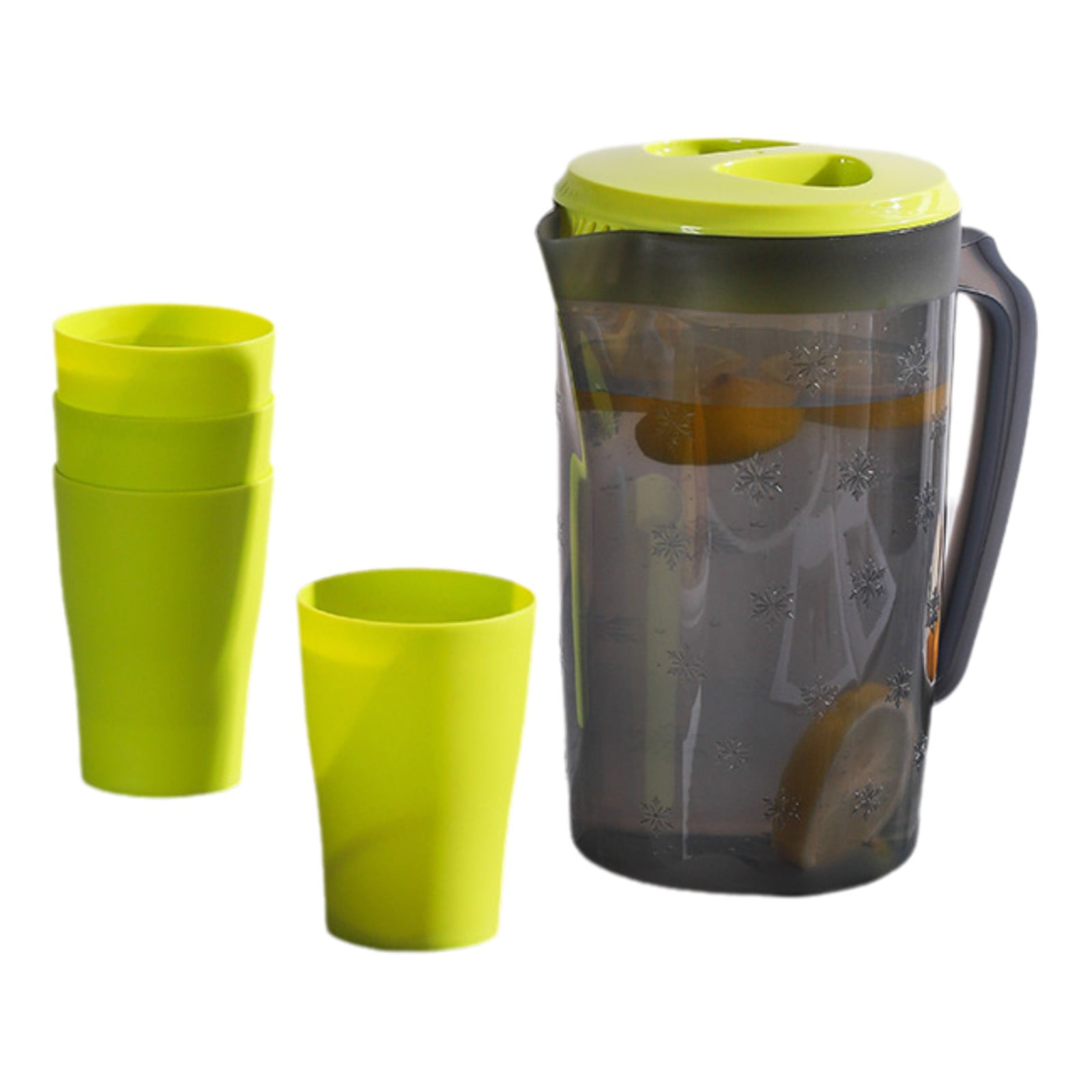 HengDidi Plastic Water Pitcher Set with Lid and Four Cups Large ...