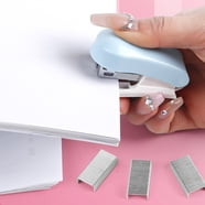 Macaron Color Mini Stapler (12x5cm) - One-Finger Effortless Press, 50 ...