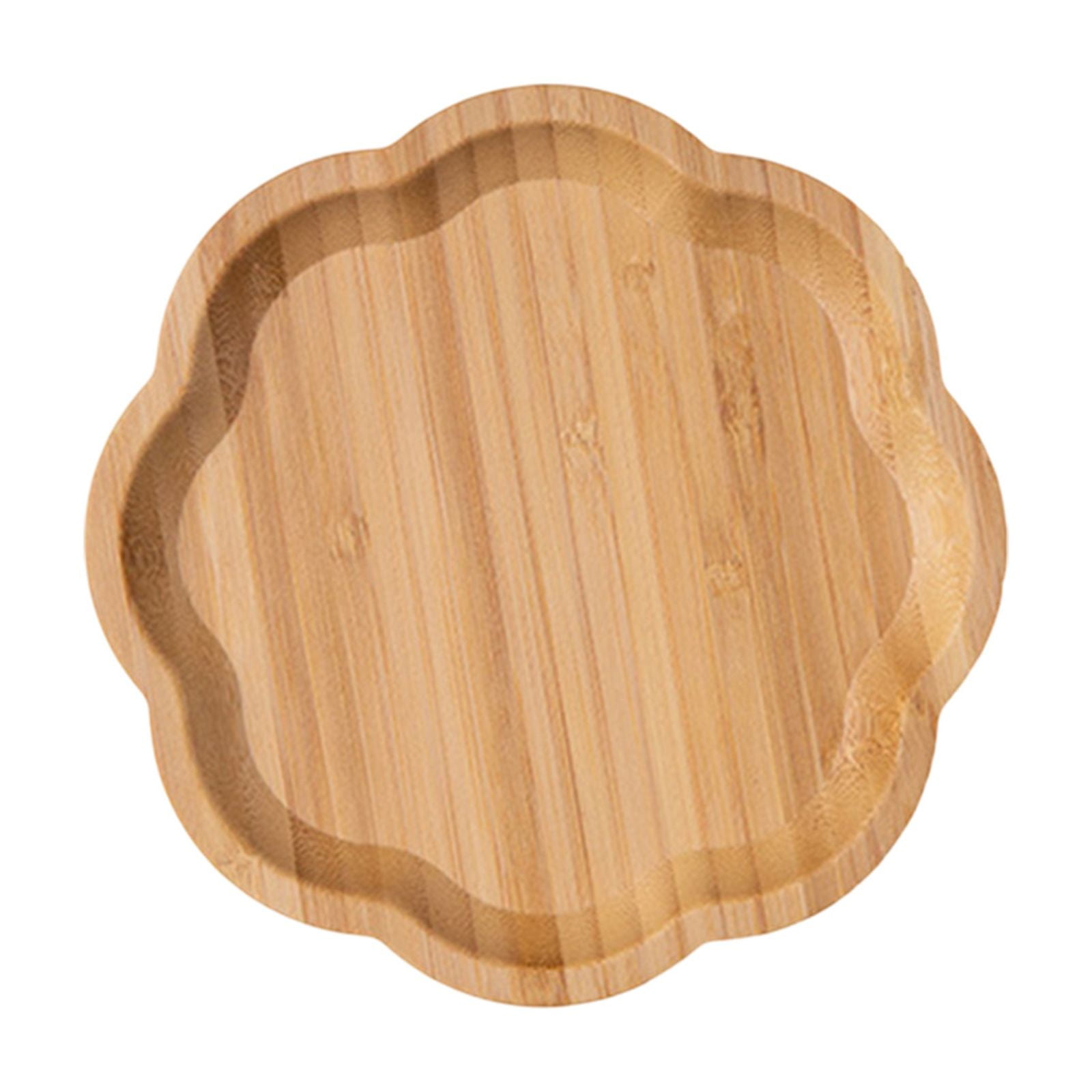 HengDidi Round Bamboo Wooden Tray Handcrafted Splinter-Free Serving ...