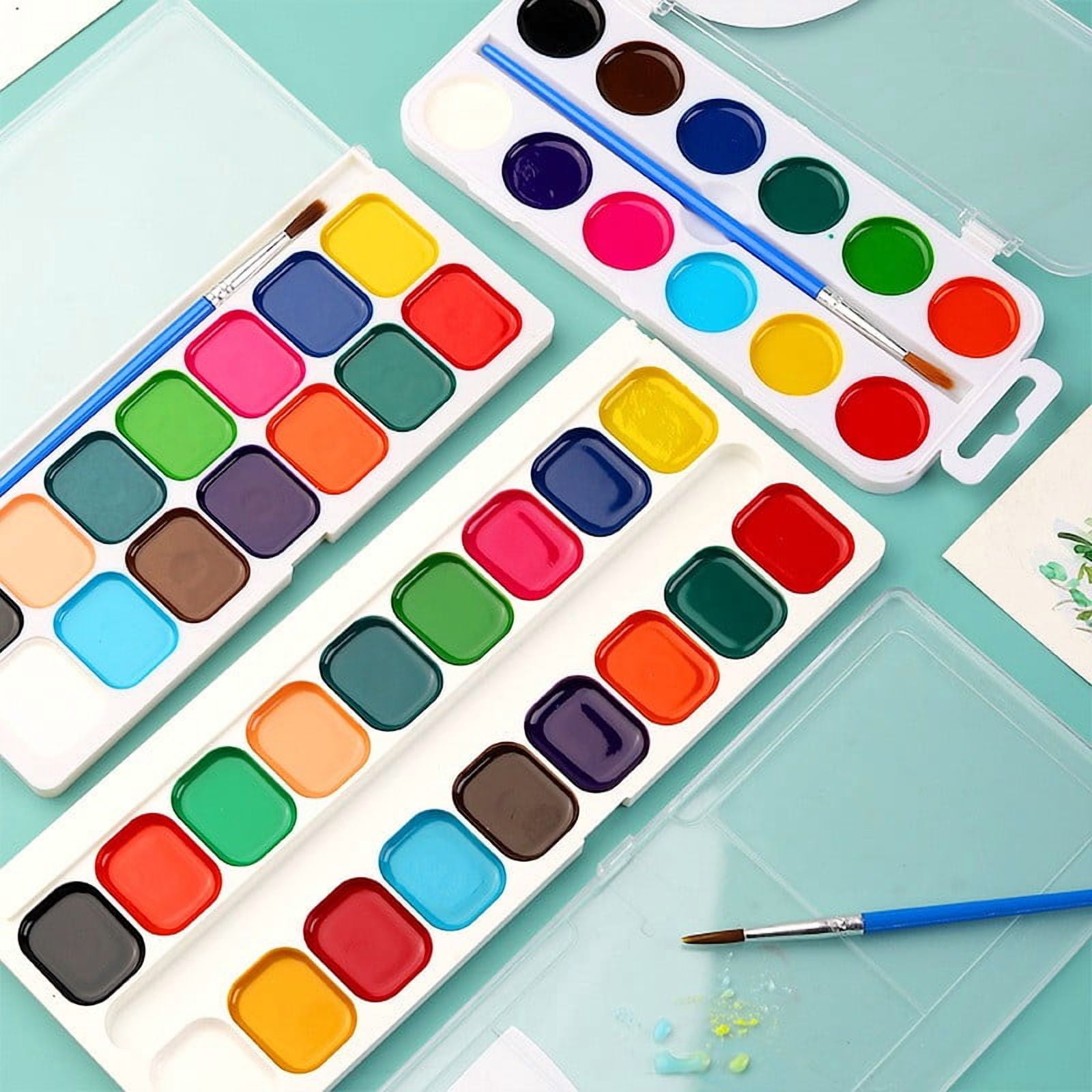 HengDidi Semi-Dry Solid Watercolor Paint Set 12-14-18 Color Palette ...