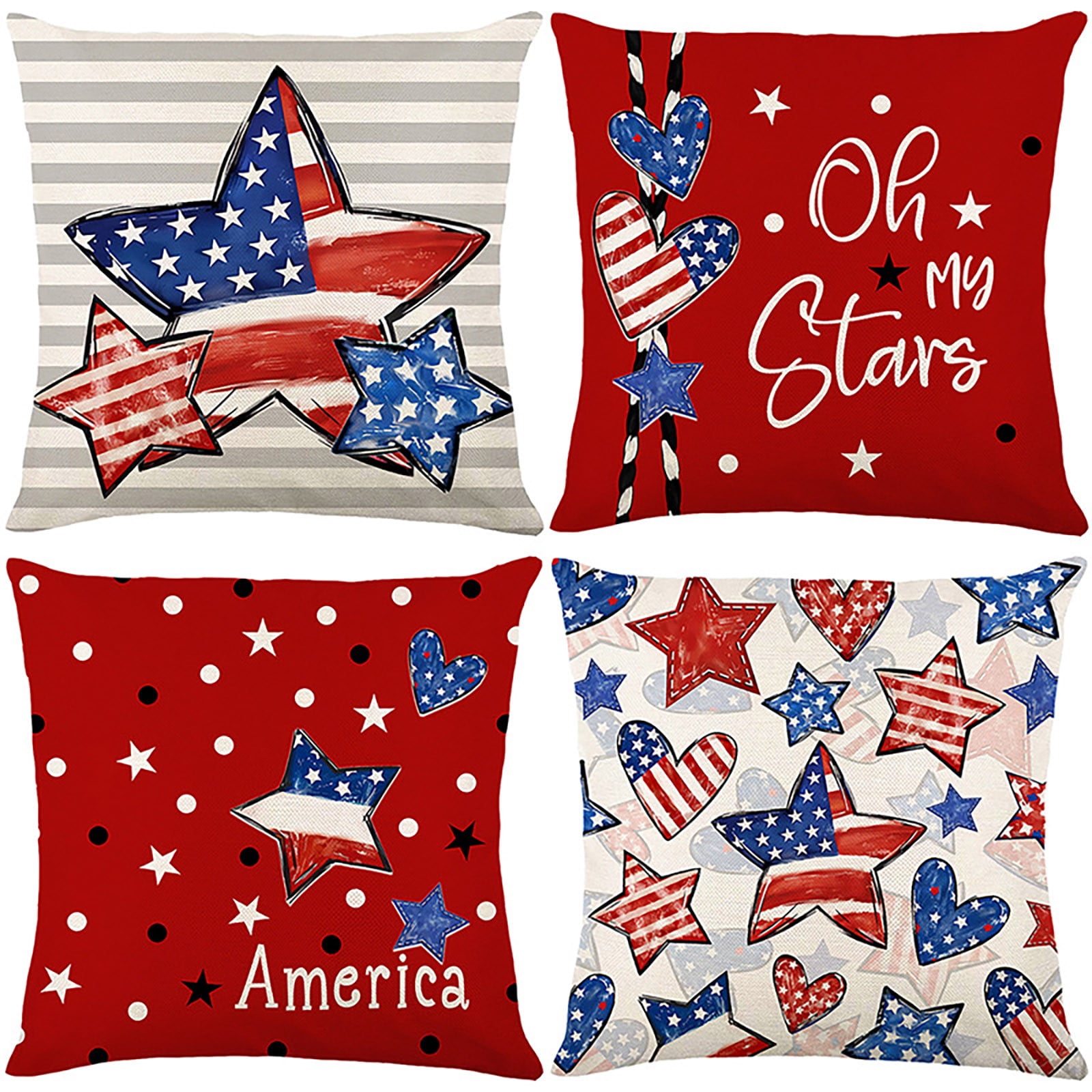 HengDidi Stars and Stripes Patriotic Pillow Cover Set - Detachable ...