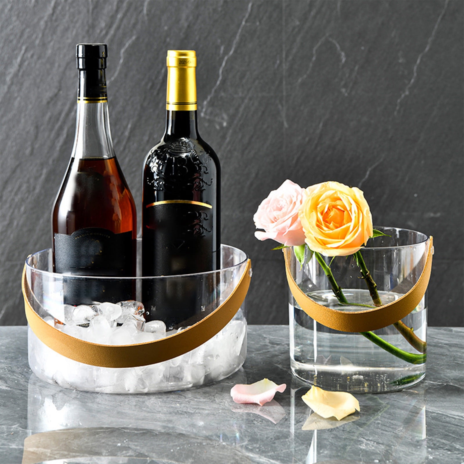 HengDidi Transparent Mini Ice Bucket with Handle - Compact Beverage ...