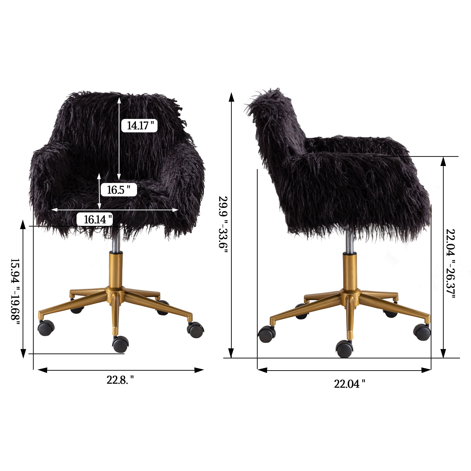 HengMing Modern Faux fur home office chair, fluffy chair for girls ...