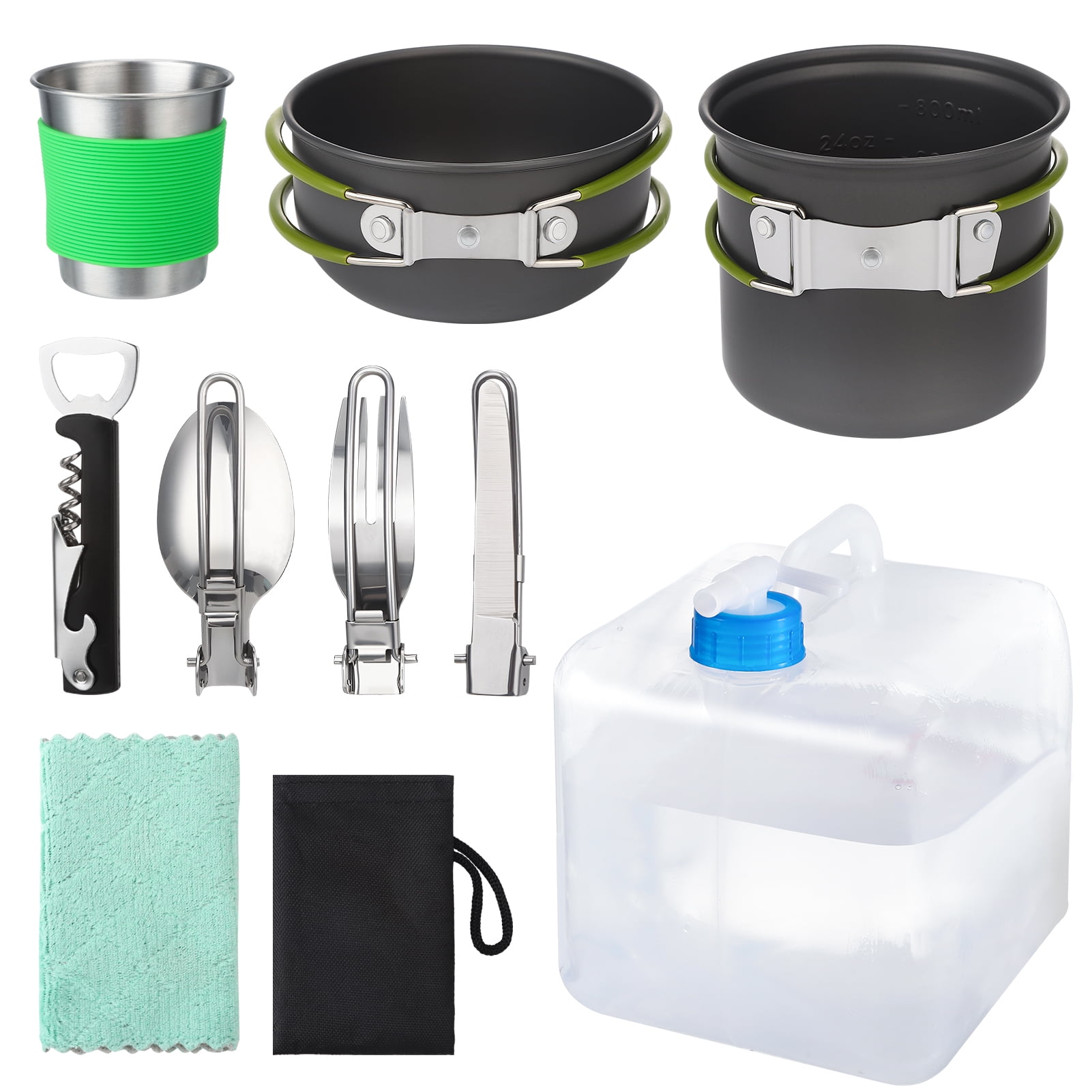 Hengguang 10pcs Camping Cookware Mess Kit,Non-Stick Lightweight Pot ...