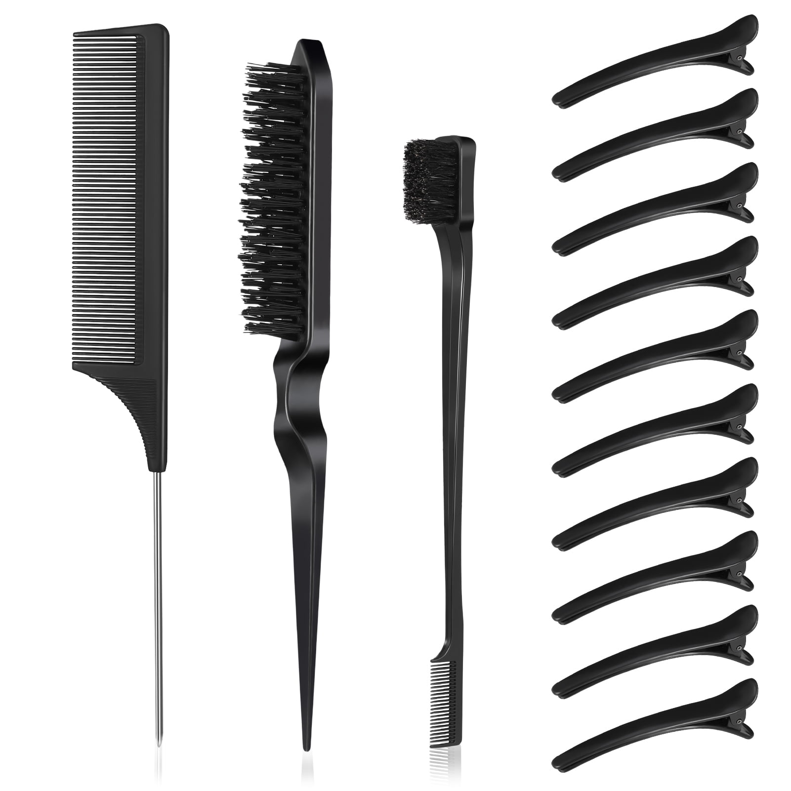Rumbeast 13Pc Hair Styling Combo - Black - Combs, Bristle & Edge Brush ...