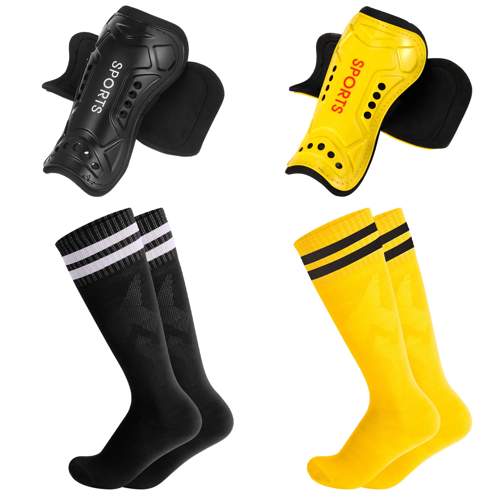 Hengguang 2 Pairs Kids Soccer Shin Guards with 2 Pairs Soccer Socks ...