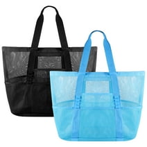 Livhil Large Beach Mesh Tote Bag, Foldable Beach Tote Bag Waterproof Sandproof for Beach Picnic ...