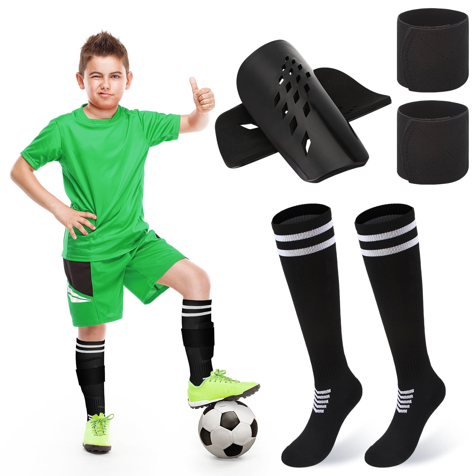Hengguang 3Pcs Shin Guards Soccer Set, 1 Soccer Shin Pads 1 Soccer ...