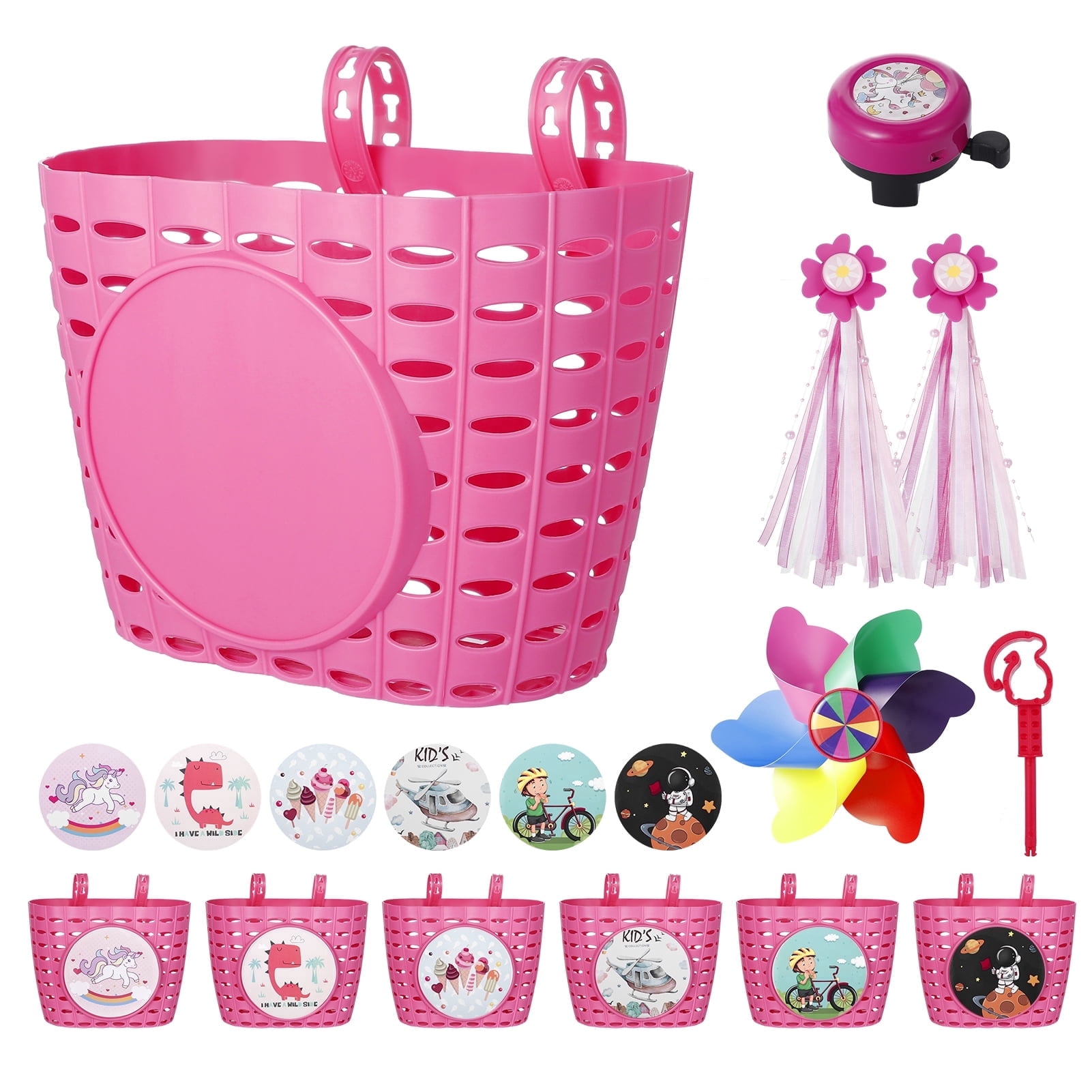 Hengguang, Girls Bike Basket Set, Pink with Removable Basket - Walmart.com