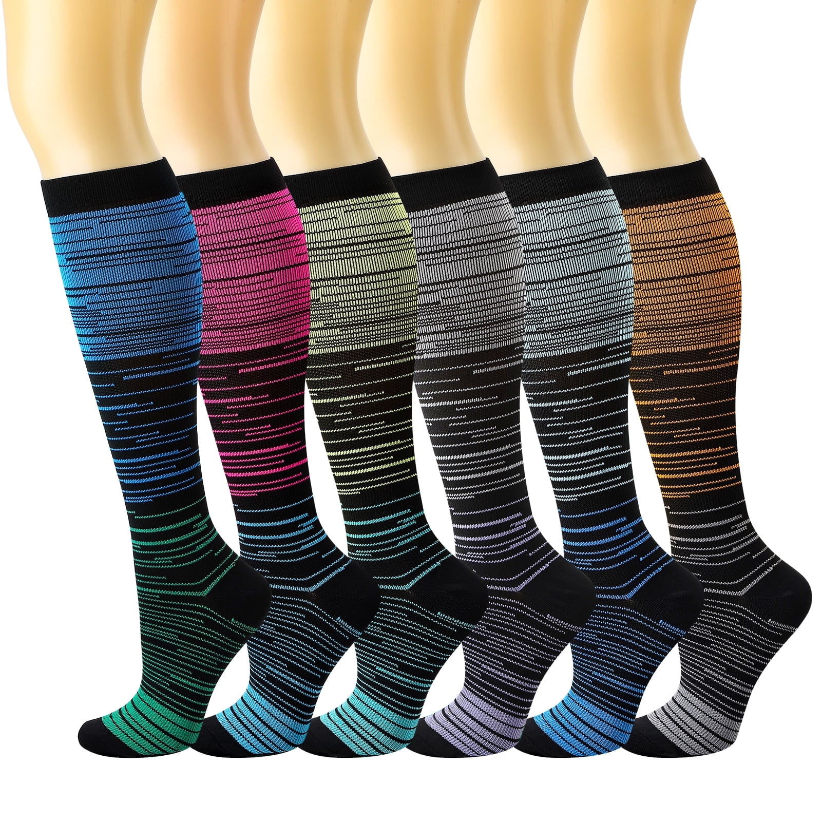Hengguang 6 Pairs S/M Size of Compression Socks for Men and Women ...