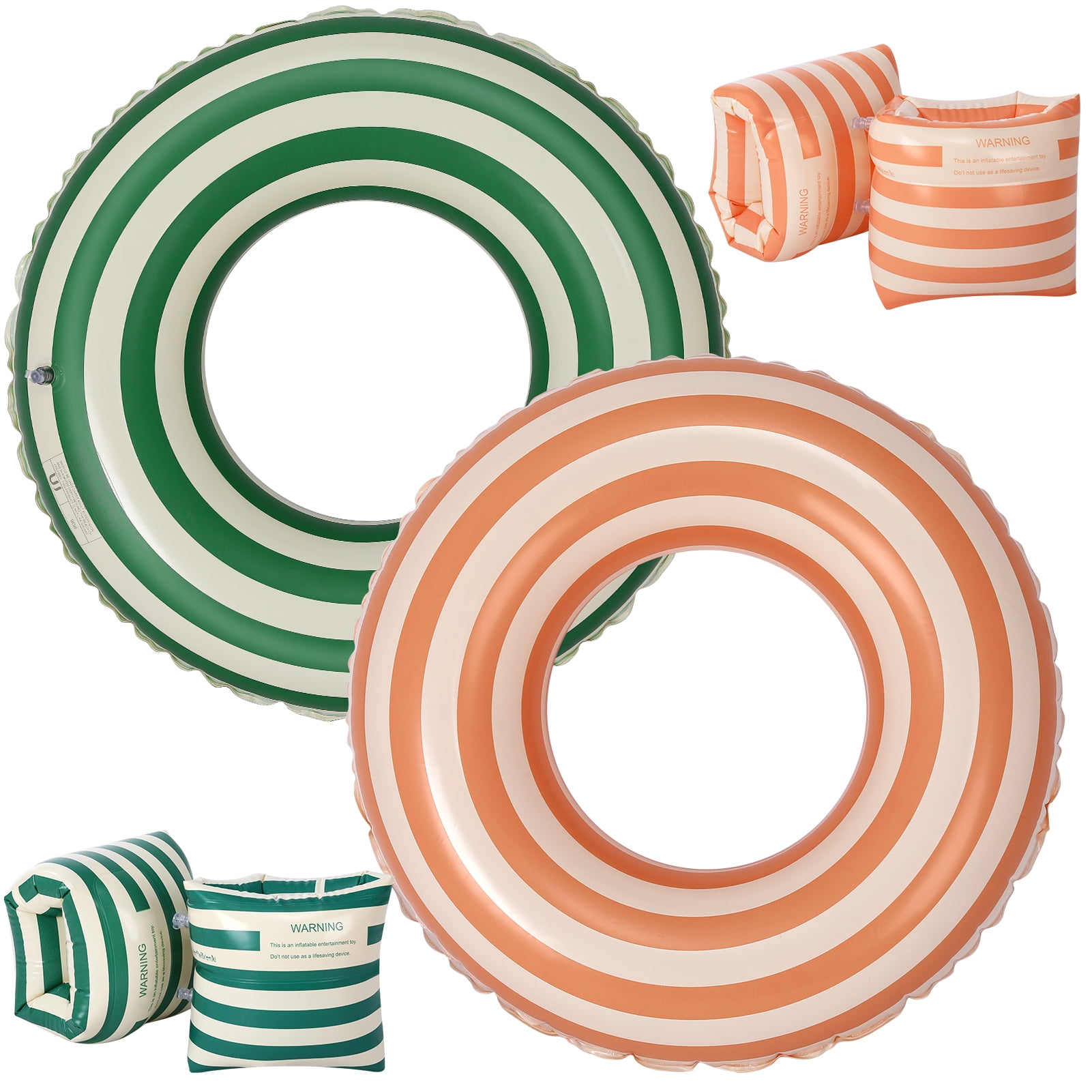 Hengguang 2PCS Vintage Stripe Inflatable Tube Pool Float with 2 Pairs ...