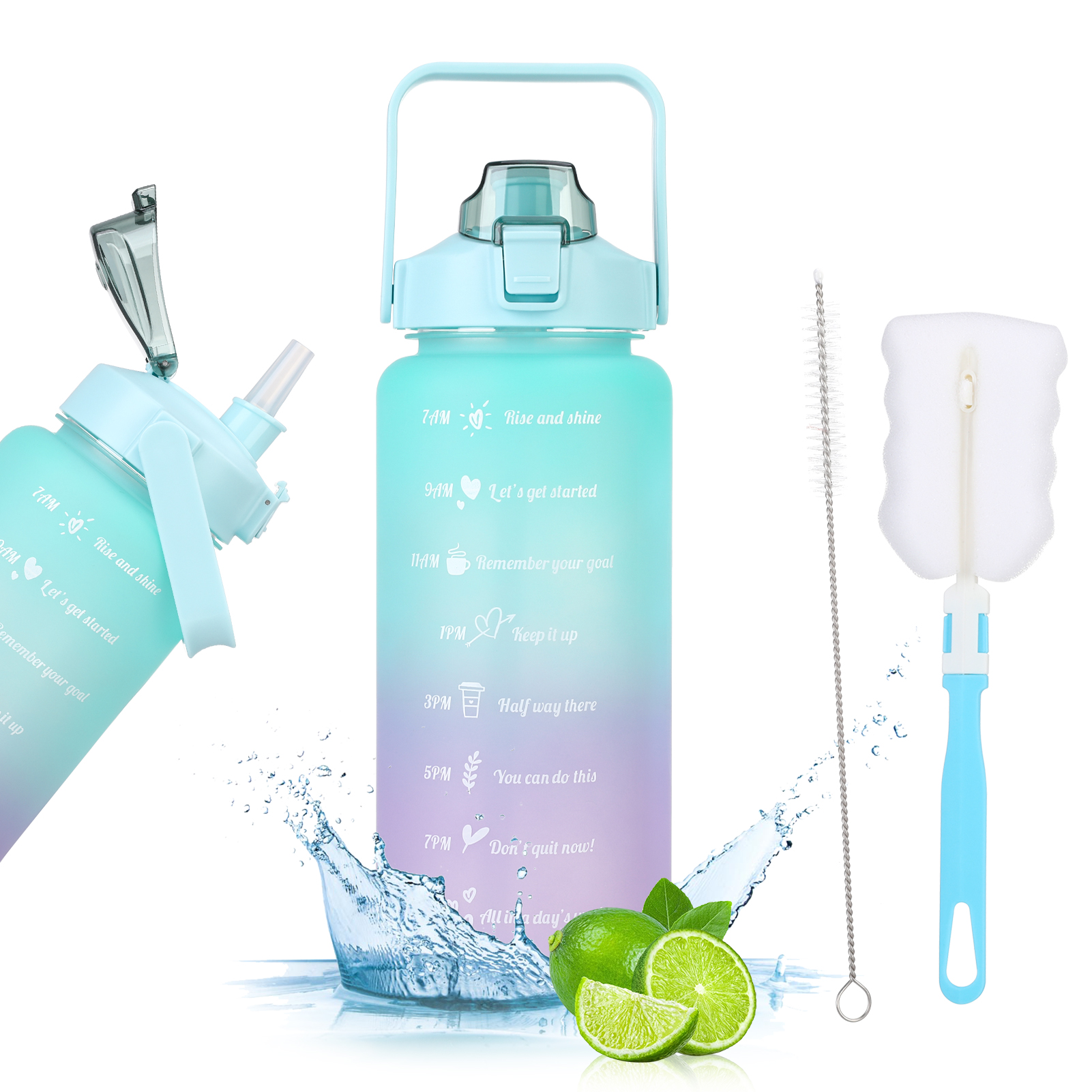 Giotto Large 1 Gallon Motivational Water Bottle with Time Marker 128 fl oz - Walmart.com