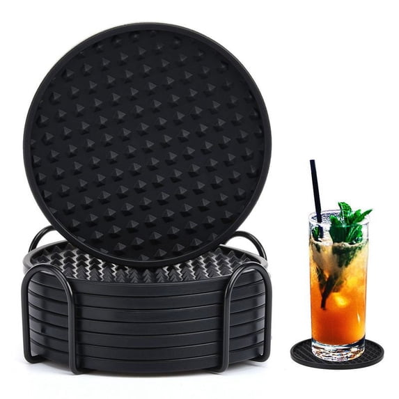 Rumbeast 8-Pcs Silicone Coasters, Non-Slip Grooved Design, Tabletop ...