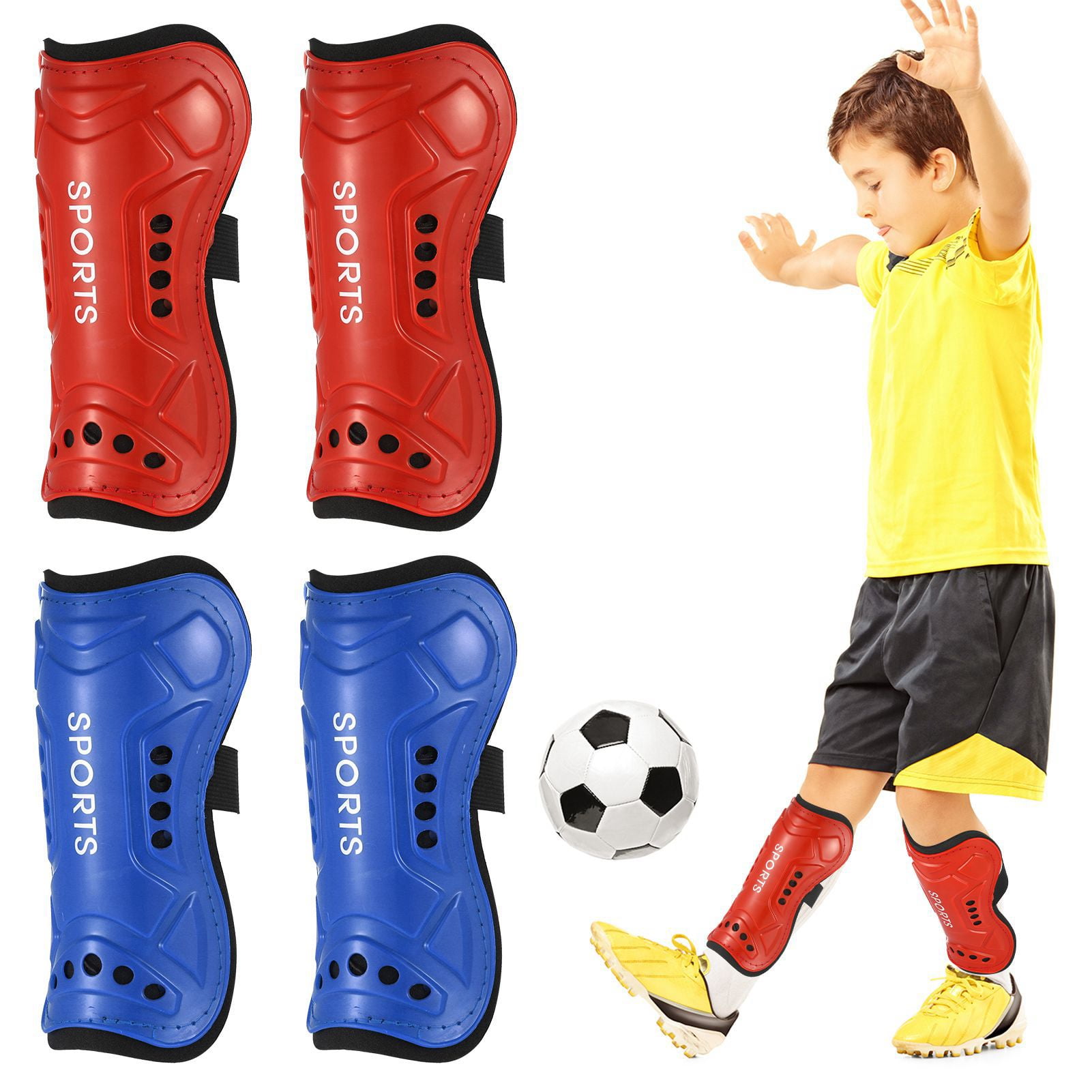 Hengguang Children's Soccer Shin Guards, 2 Pairs, Age 5-12, Calf ...