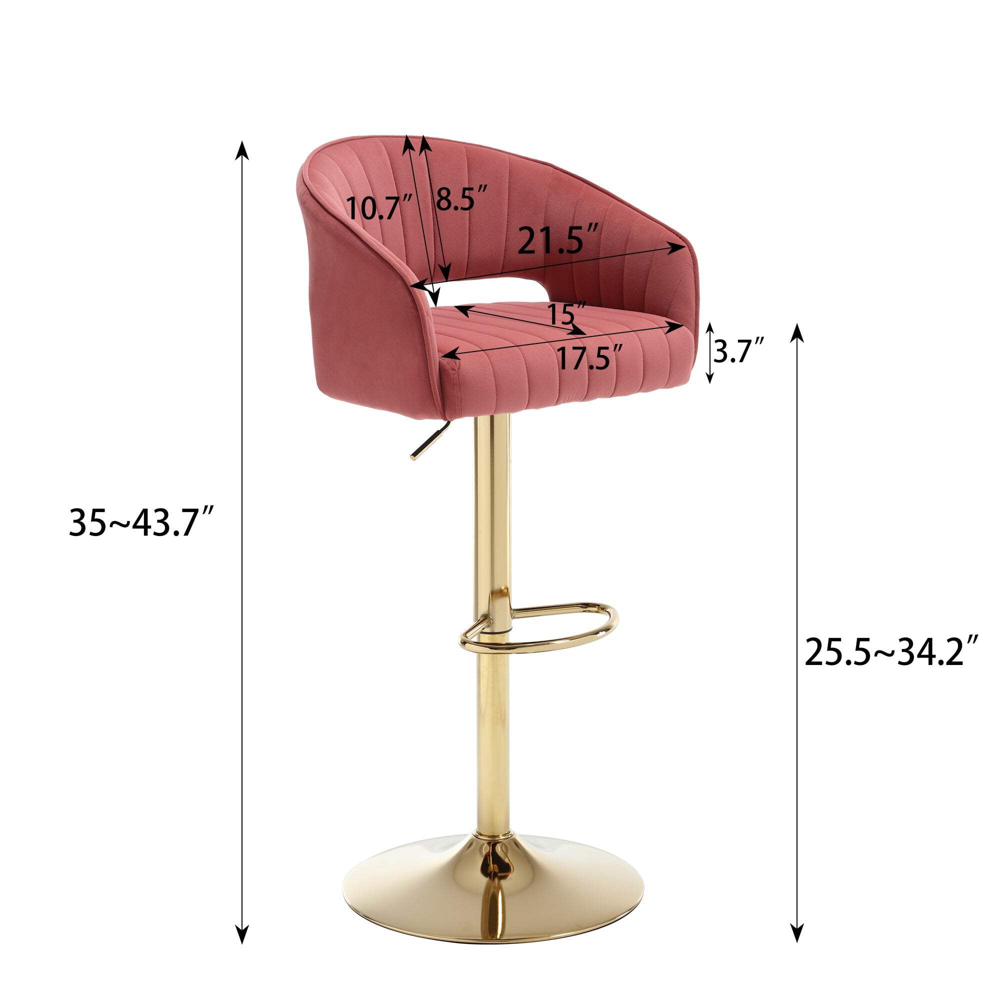 Hengming Modern Velvet Bar Chair, Back Hollowed Out With Armrest, Gold ...